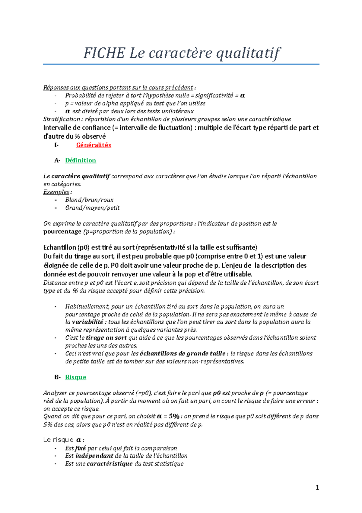 2 - Le caractère qualitatif - FICHE Le caractère qualitatif Réponses ...
