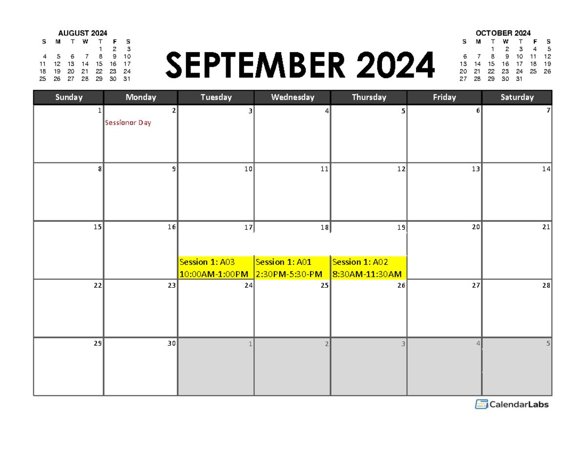 Calendar for ELG 2136 2024 - S M T W T F S S M T W T F S Sessionor Day ...