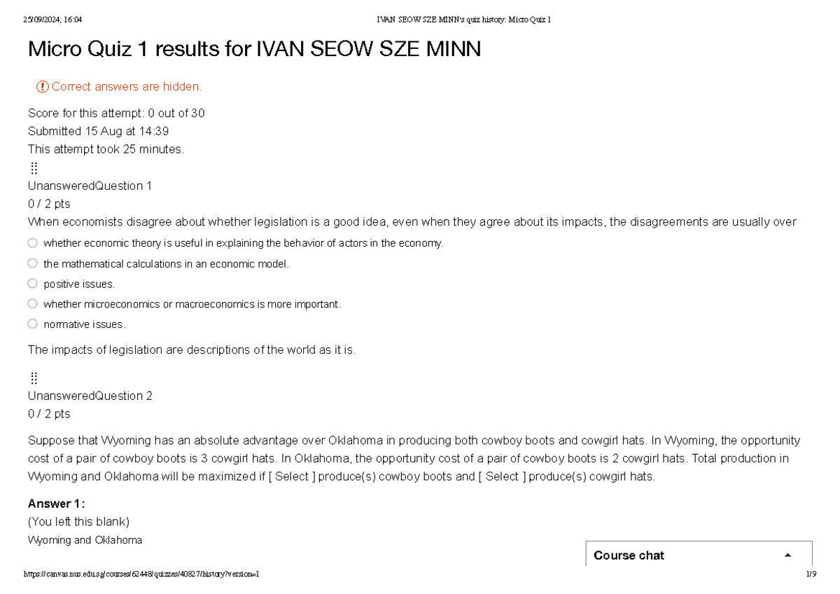 Micro Quiz 1 - good - Micro Quiz 1 results for IVAN SEOW SZE MINN ...
