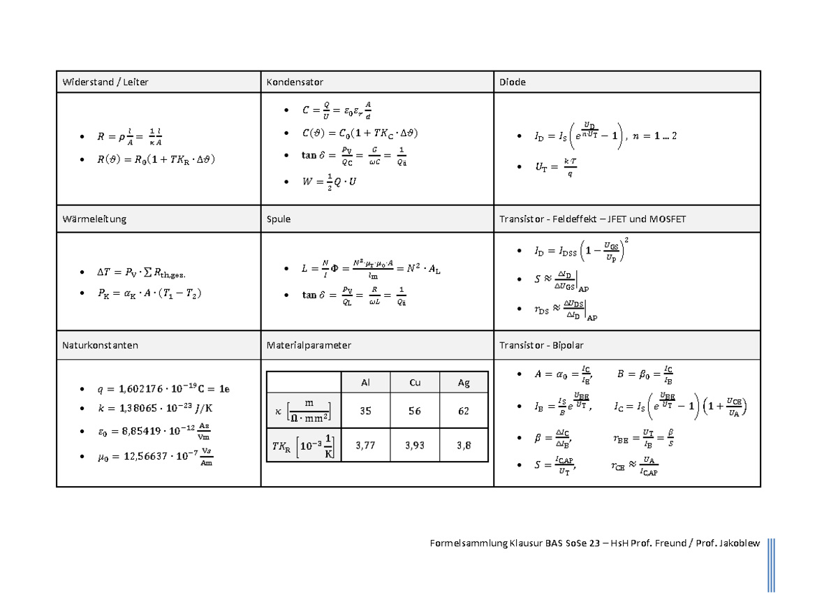 Formelblatt BAS So Se23 2 - Formelsammlung Klausur BAS SoSe 23 – HsH ...
