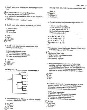 general bio exam - 01:119:116 - Studocu
