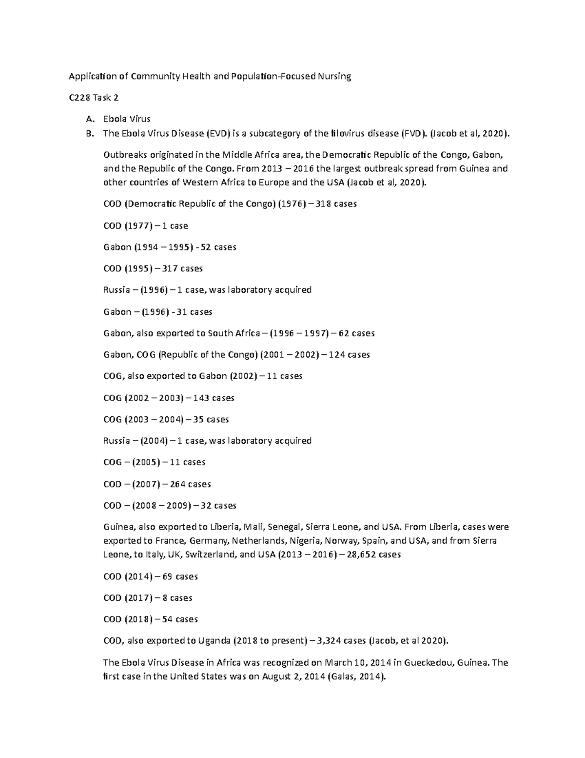C228 Task 2 Application of Community Health - Application of Community ...