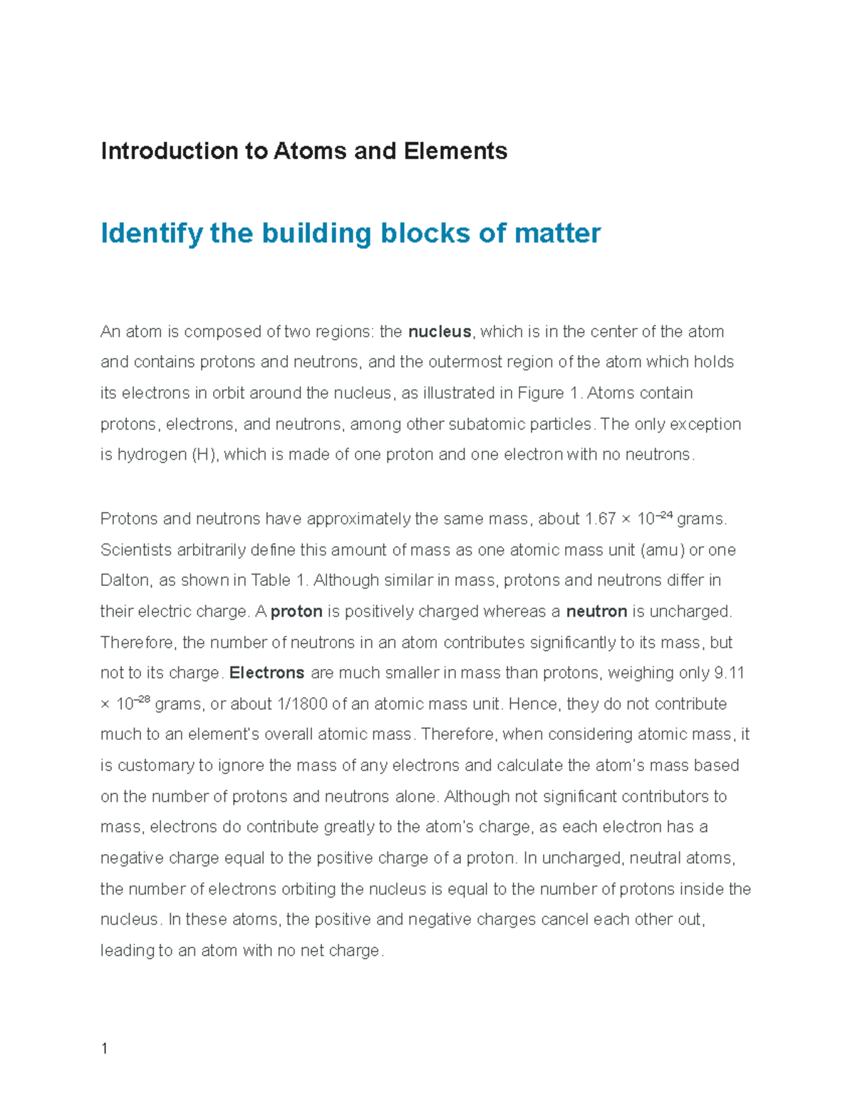 Chemistry of Life/ notes and practice questions - Introduction to Atoms ...