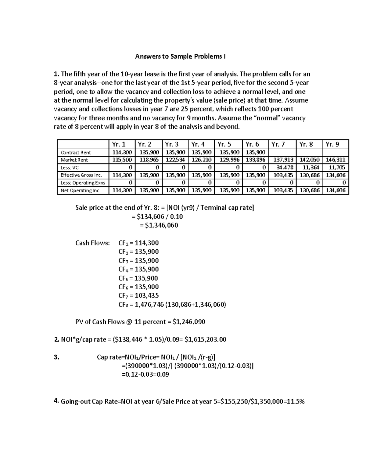 Answers to Sample Problems FINA420 MT F23 - Answers to Sample Problems ...