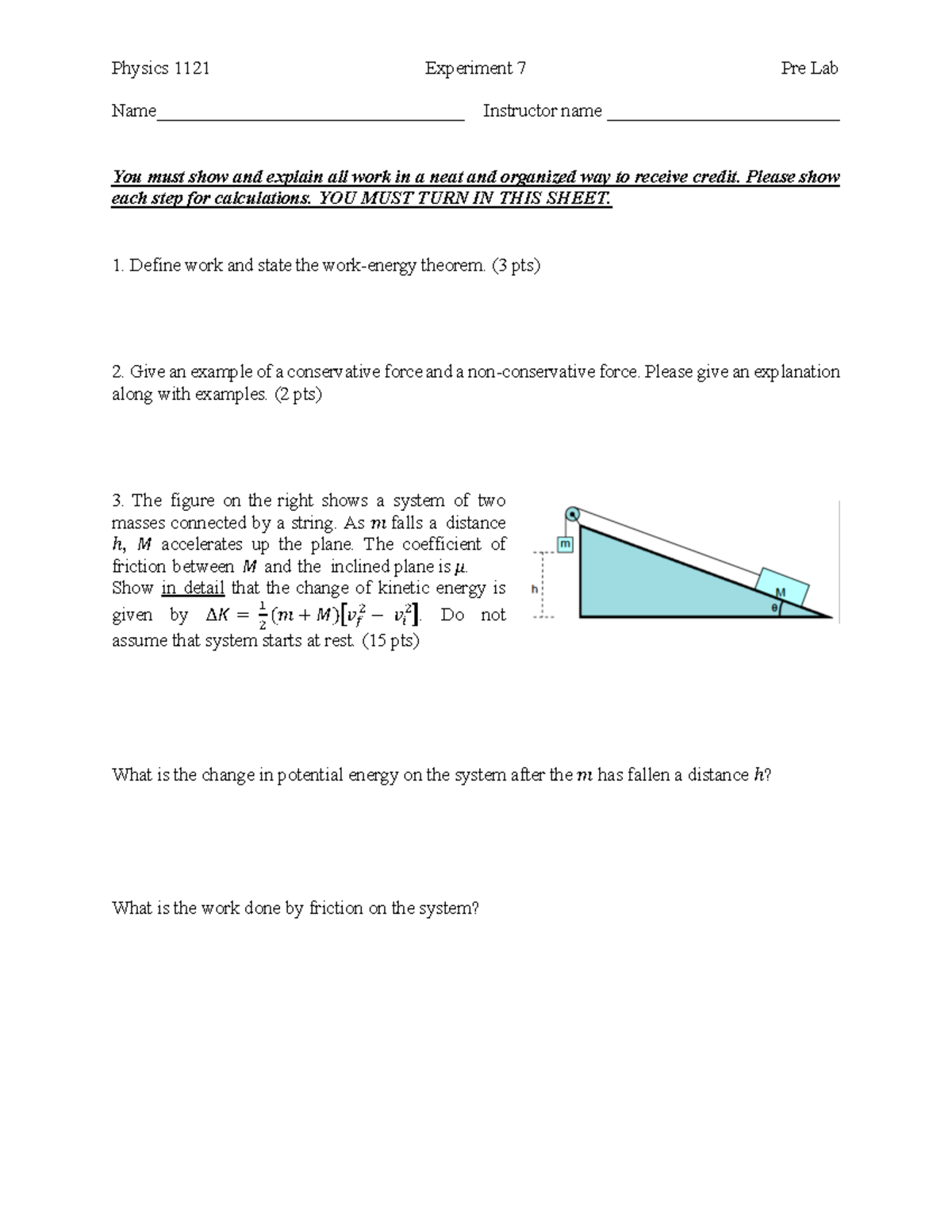Physics 1121 - Lab 7 2016 - Physics 1121 Experiment 7 Name