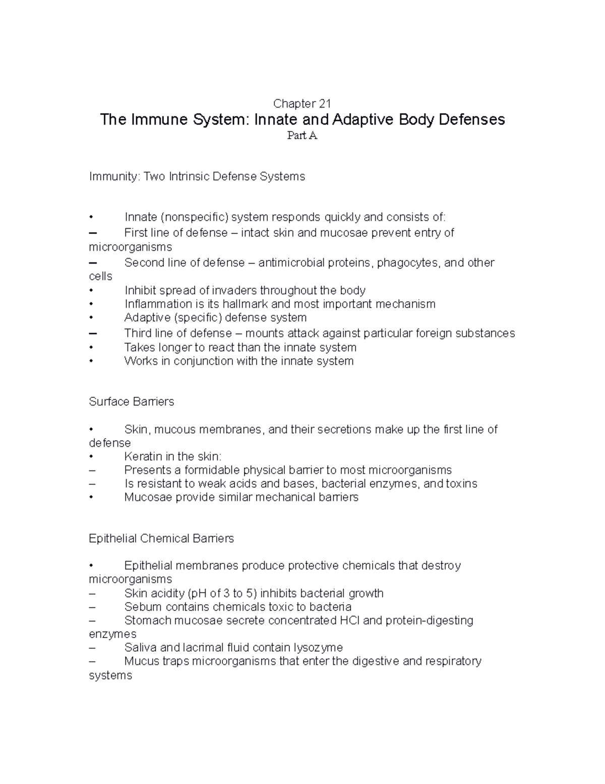 Chapter 21 part 1 - physical - Chapter 21 The Immune System: Innate and ...
