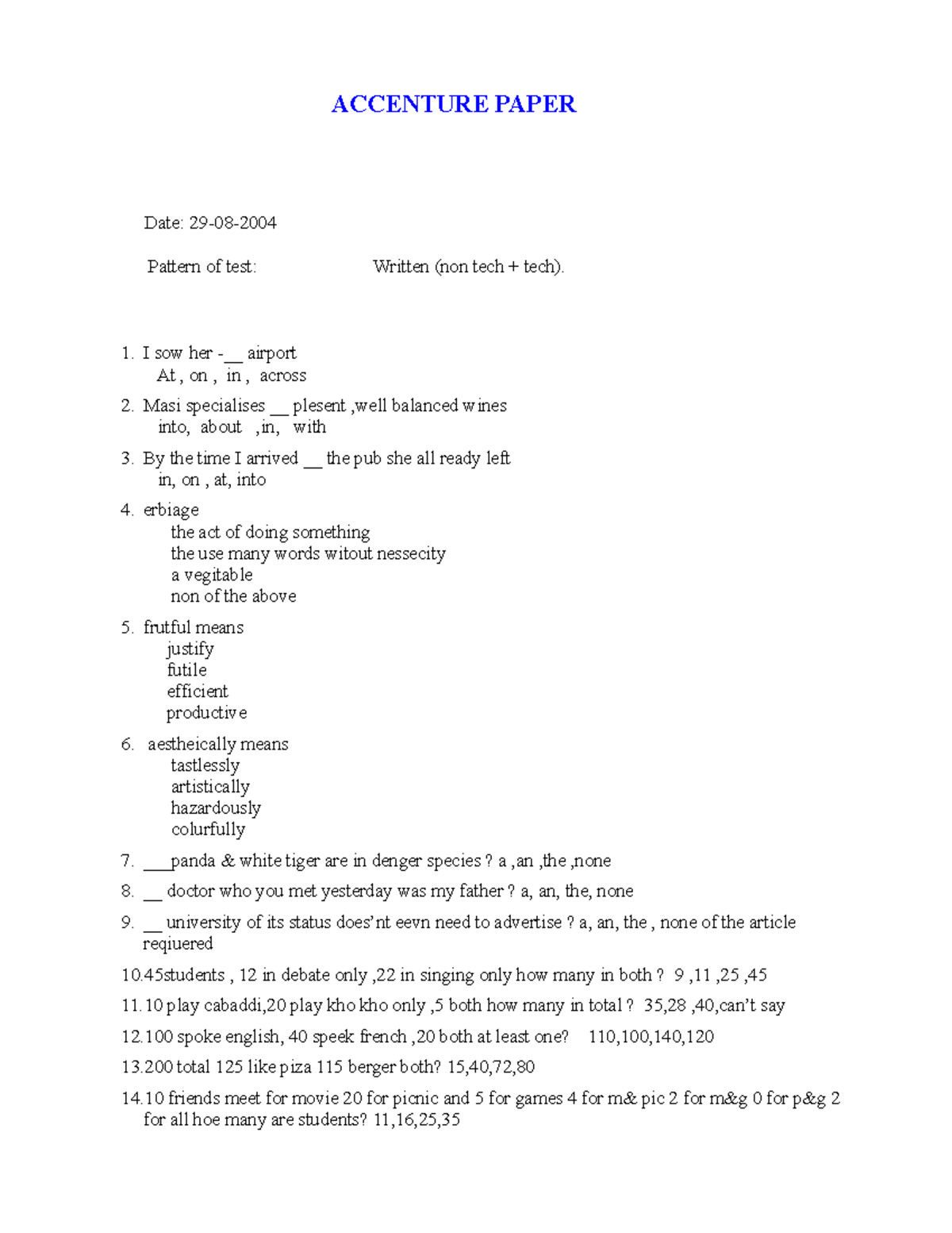 (www.entrance-exam.net)-Accenture Placement Sample Paper 4 - ACCENTURE ...