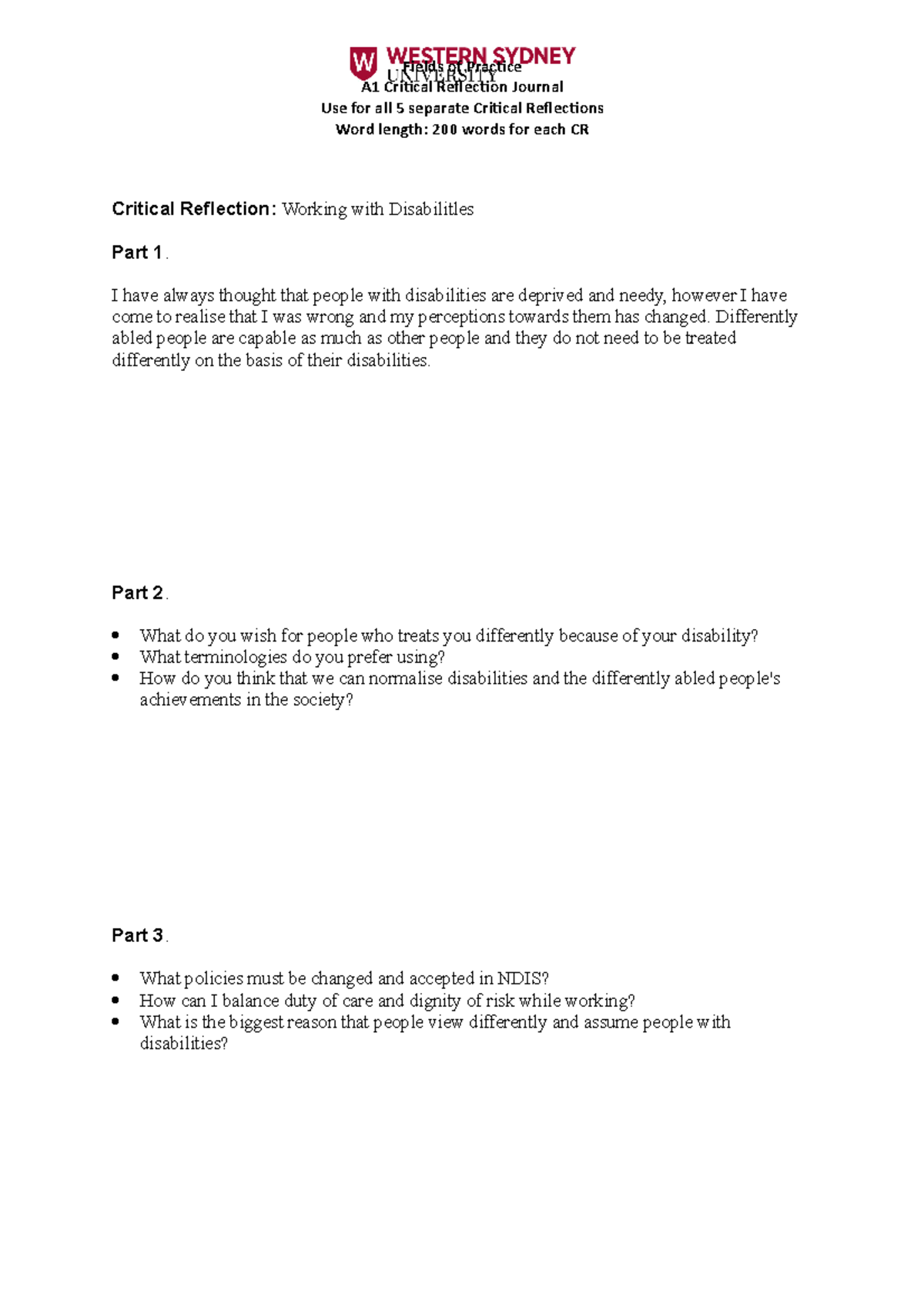 A1 Critical Reflection 2022 word countable template (macro version) v1 ...