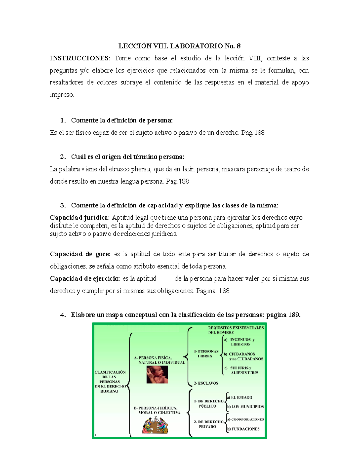 Lección VIII - DERECHO ROMANO - LECCIÓN VIII. LABORATORIO No. 8 ...