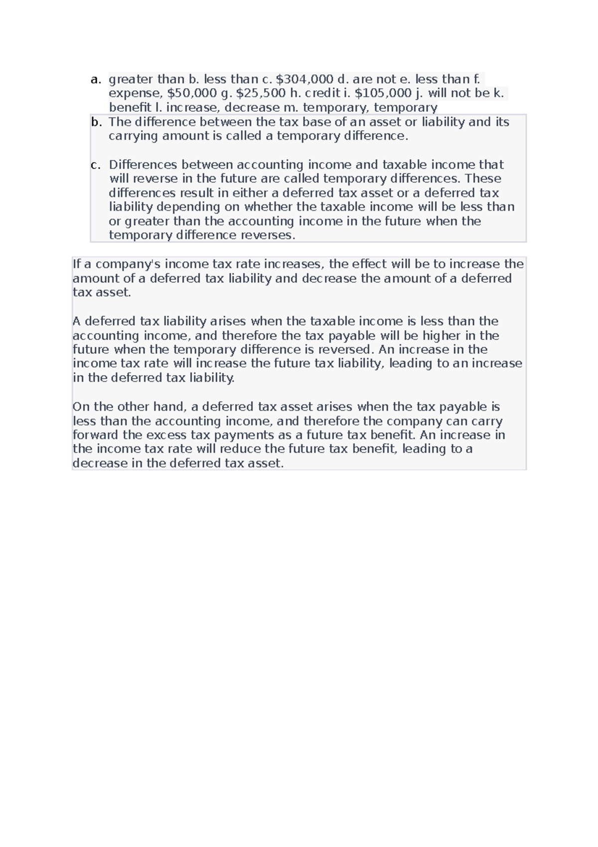 Study 1 - homework sums - a. greater than b. less than c. $304,000 d ...