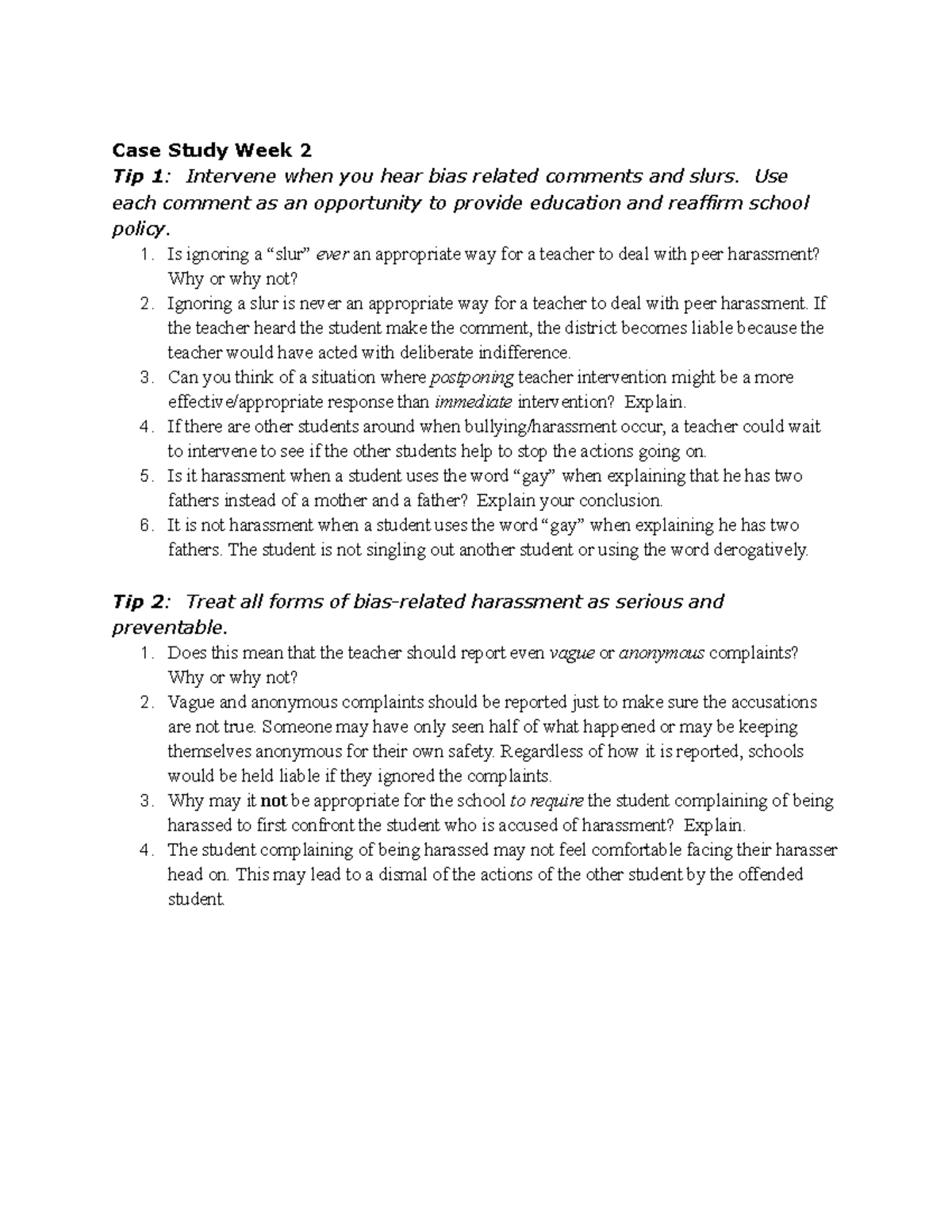 Unit 2 Case Study - Lecture notes 4 - Case Study Week 2 Tip 1 ...