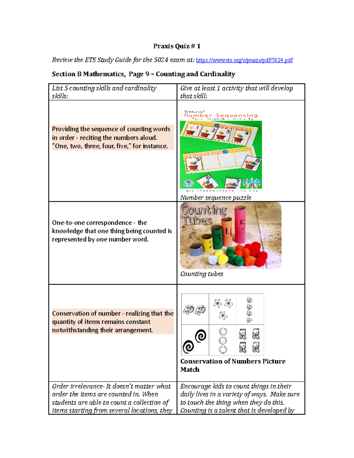 302- Praxis Quiz Week 1-1 - Praxis Quiz # 1 Review the ETS Study Guide ...