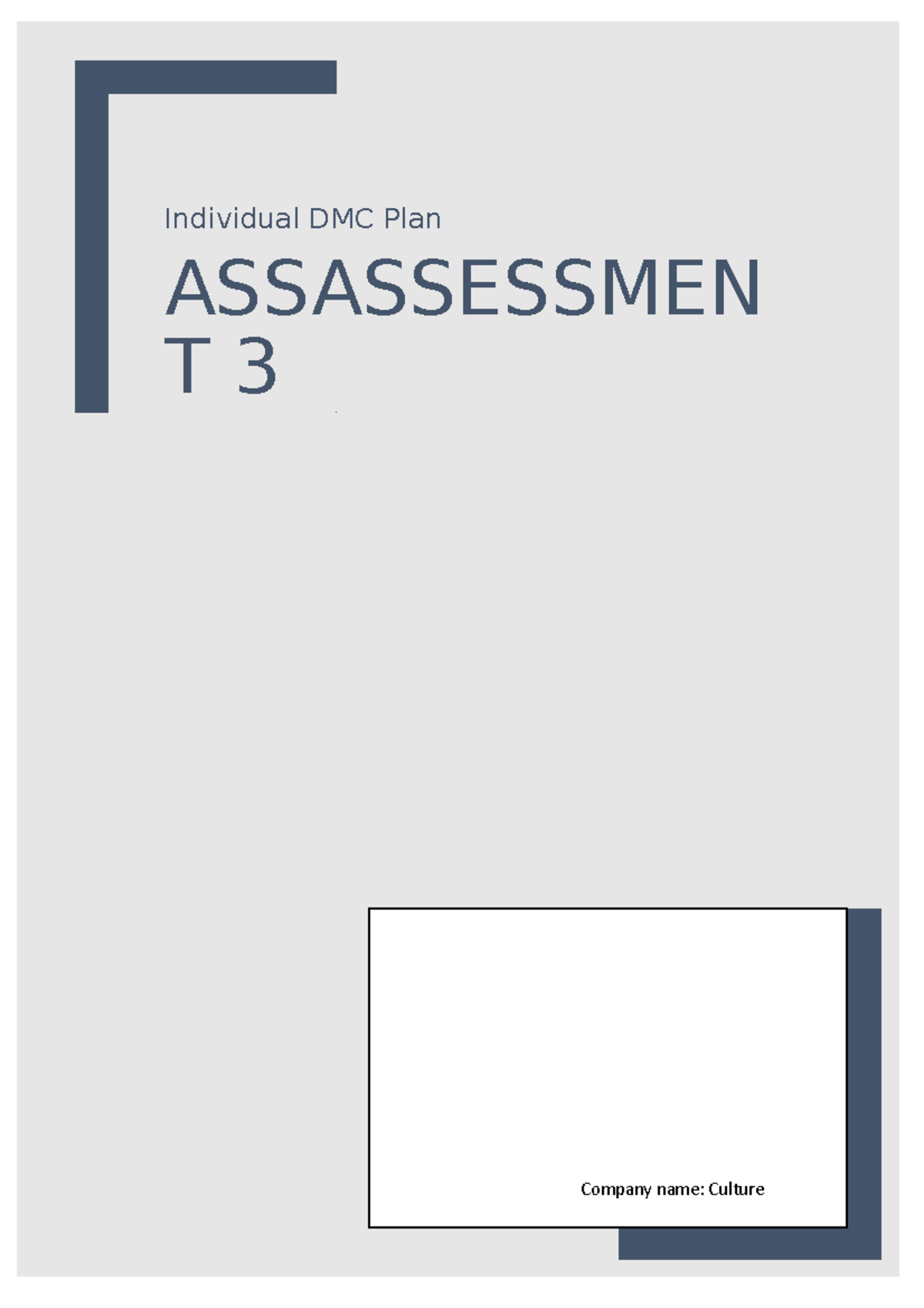MKG203- Individual DMC plan asg 3 - Torrens University - Studocu