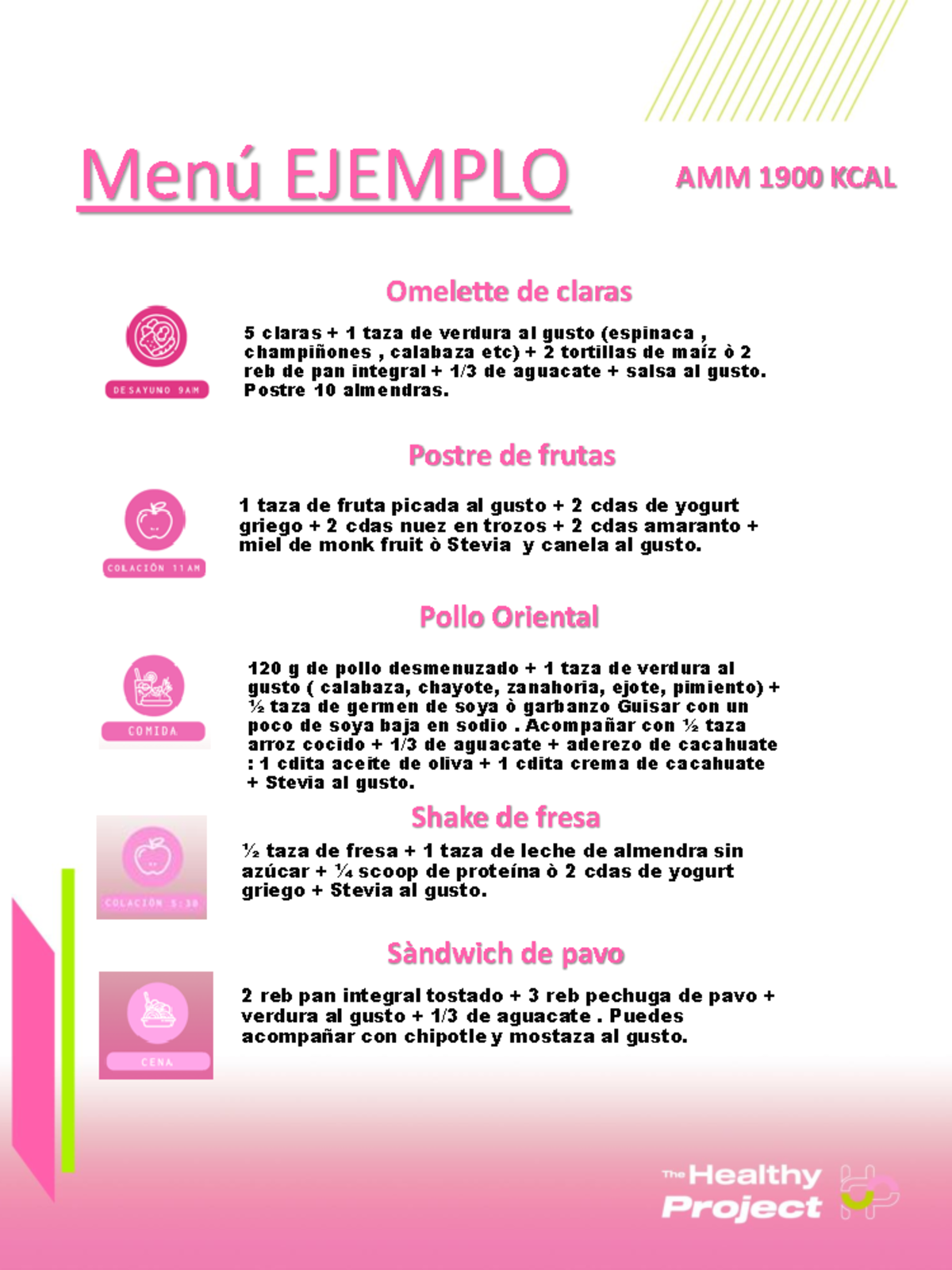 MENU AMM PARA GYM - Men ̇ EJEMPLO 5 claras + 1 taza de verdura al gusto ...