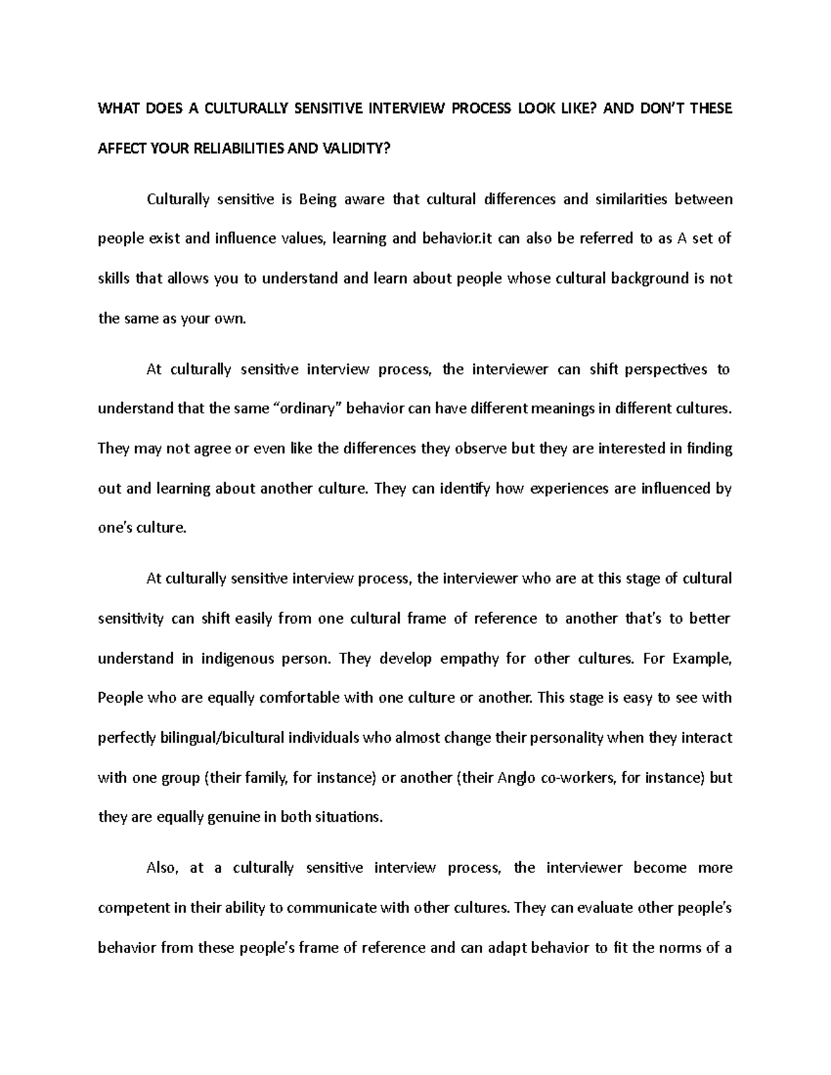 WHAT DOES A Culturally Sensitive Interview Process LOOK LIKE - WHAT ...