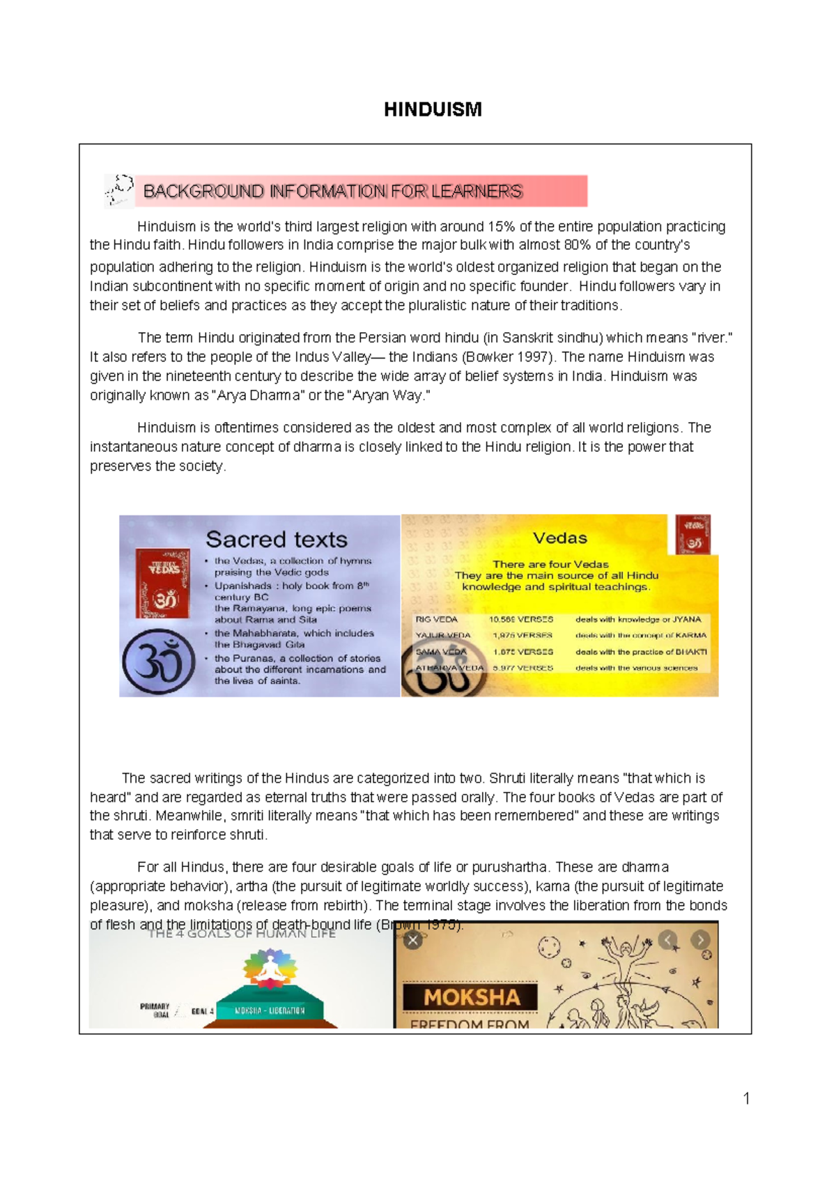 Hinduism-Readings - Summary Senior High School - HINDUISM BACKGROUND ...