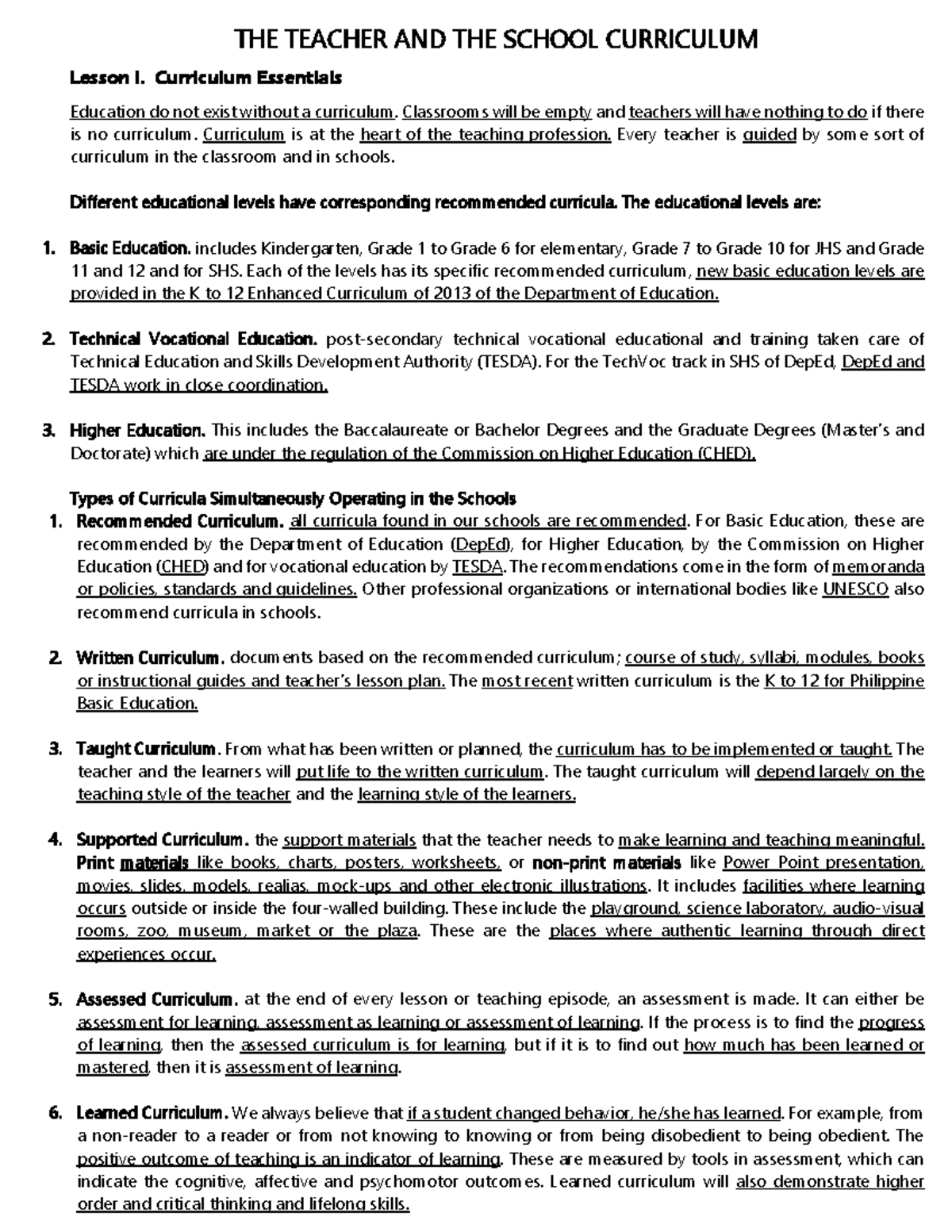 The Teacher and the School Curriculum Reviewer - THE TEACHER AND THE ...