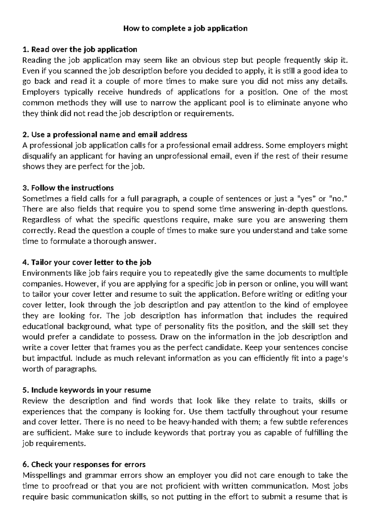 How to complete a job application - Even if you scanned the job ...