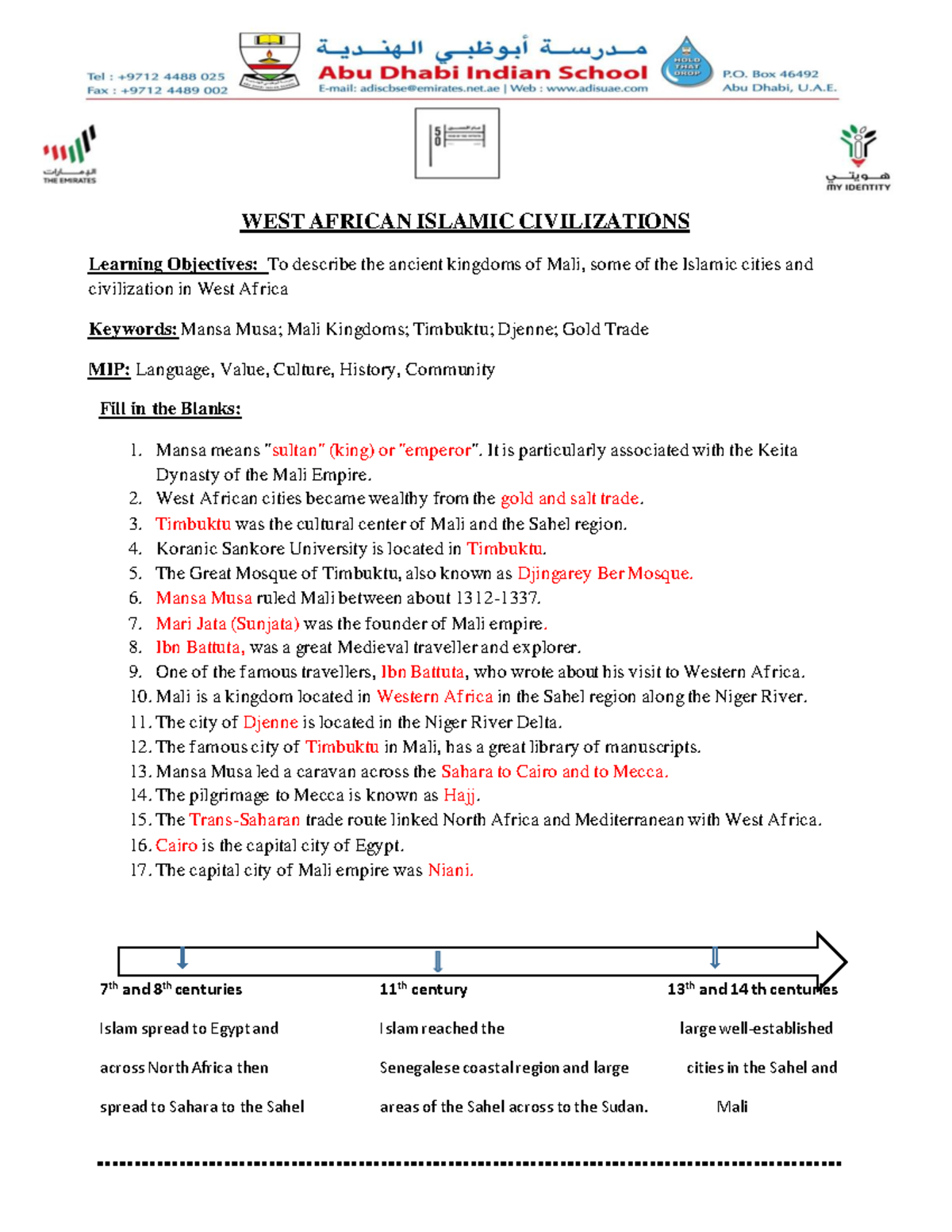 Gr.8 - West African Islamic Civilization - WEST AFRICAN ISLAMIC ...