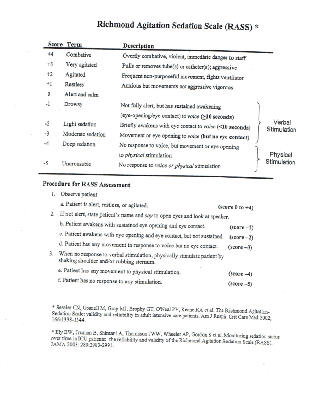 RASS form - notes - NUR3227 - Studocu