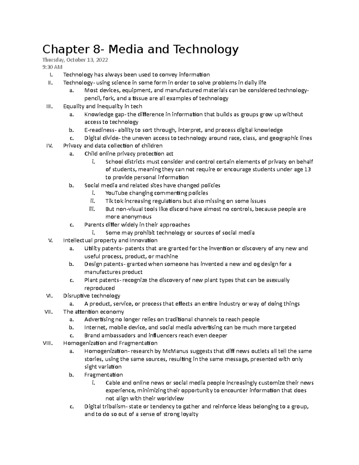 Intro to Soc- Chapter 8 - Dr. Glover - Chapter 8- Media and Technology ...