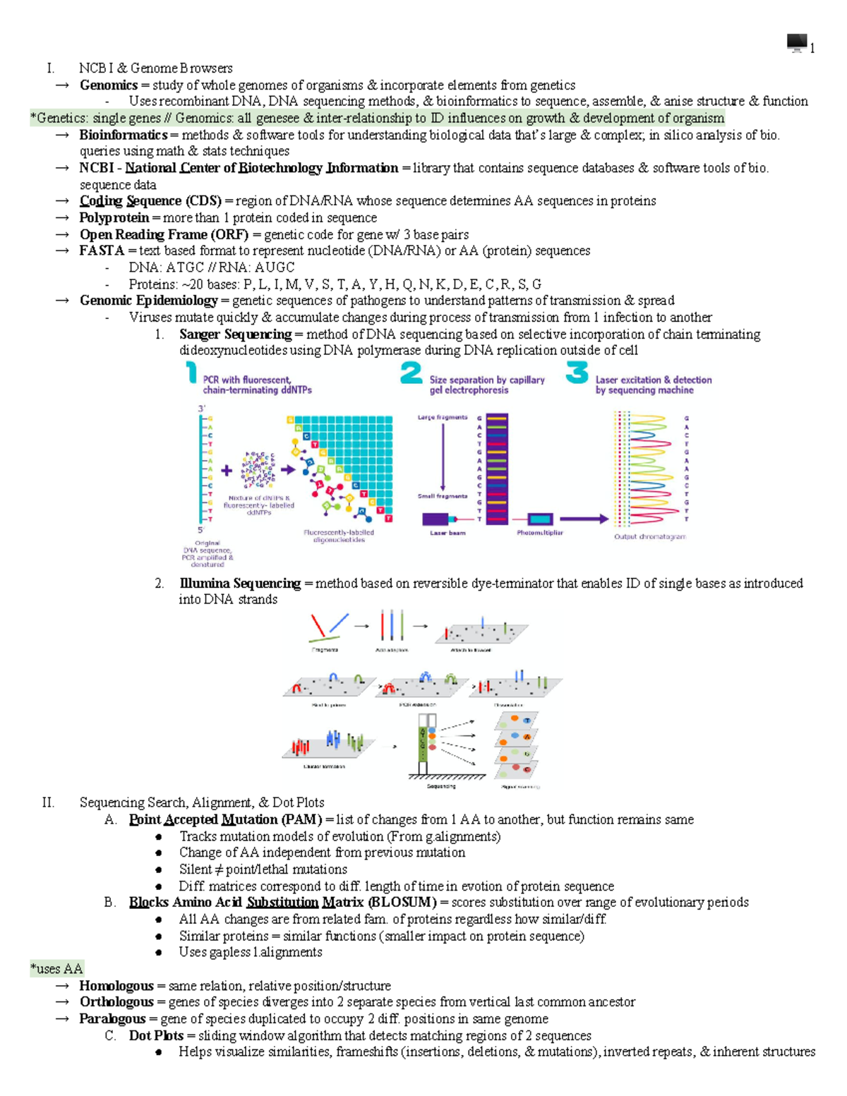 BIOL119 - discussion - I. NCBI & Genome Browsers → Genomics = study of whole genomes of - Studocu