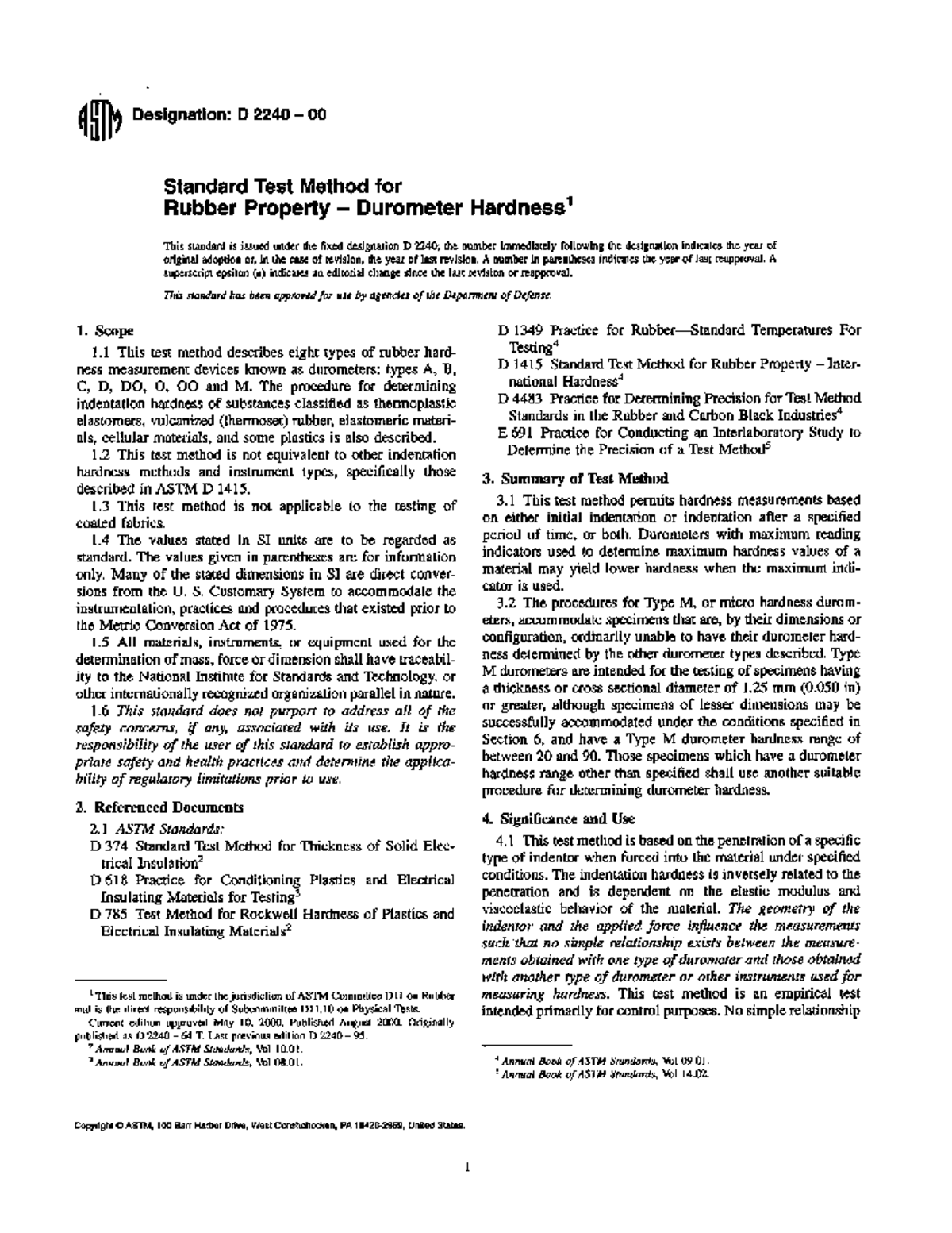 ASTM D 2240 - Dureza plásticos, shore - Química - Studocu