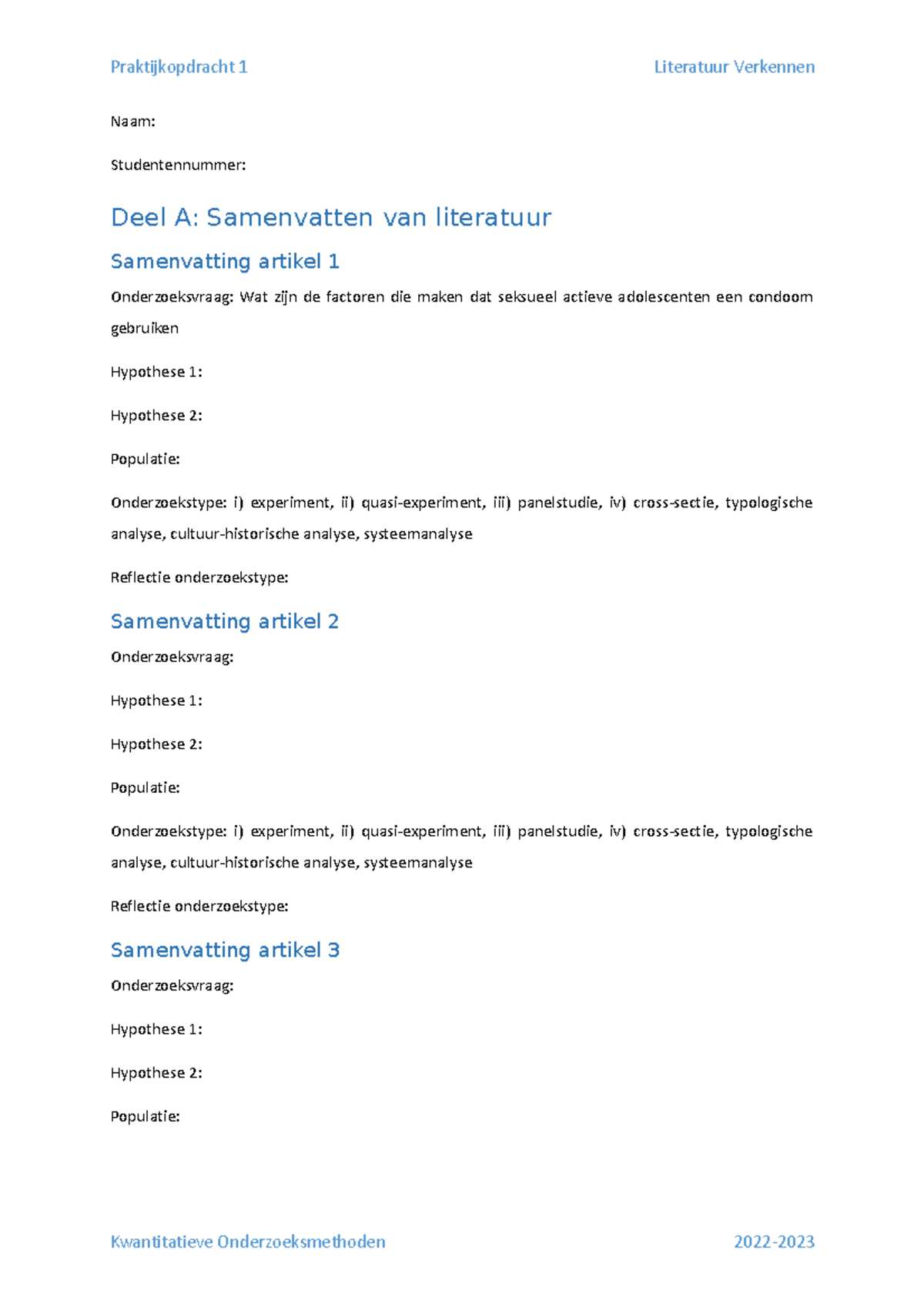 1 Sjabloon Opdracht 1(5) - Praktijkopdracht 1 Literatuur Verkennen Naam ...