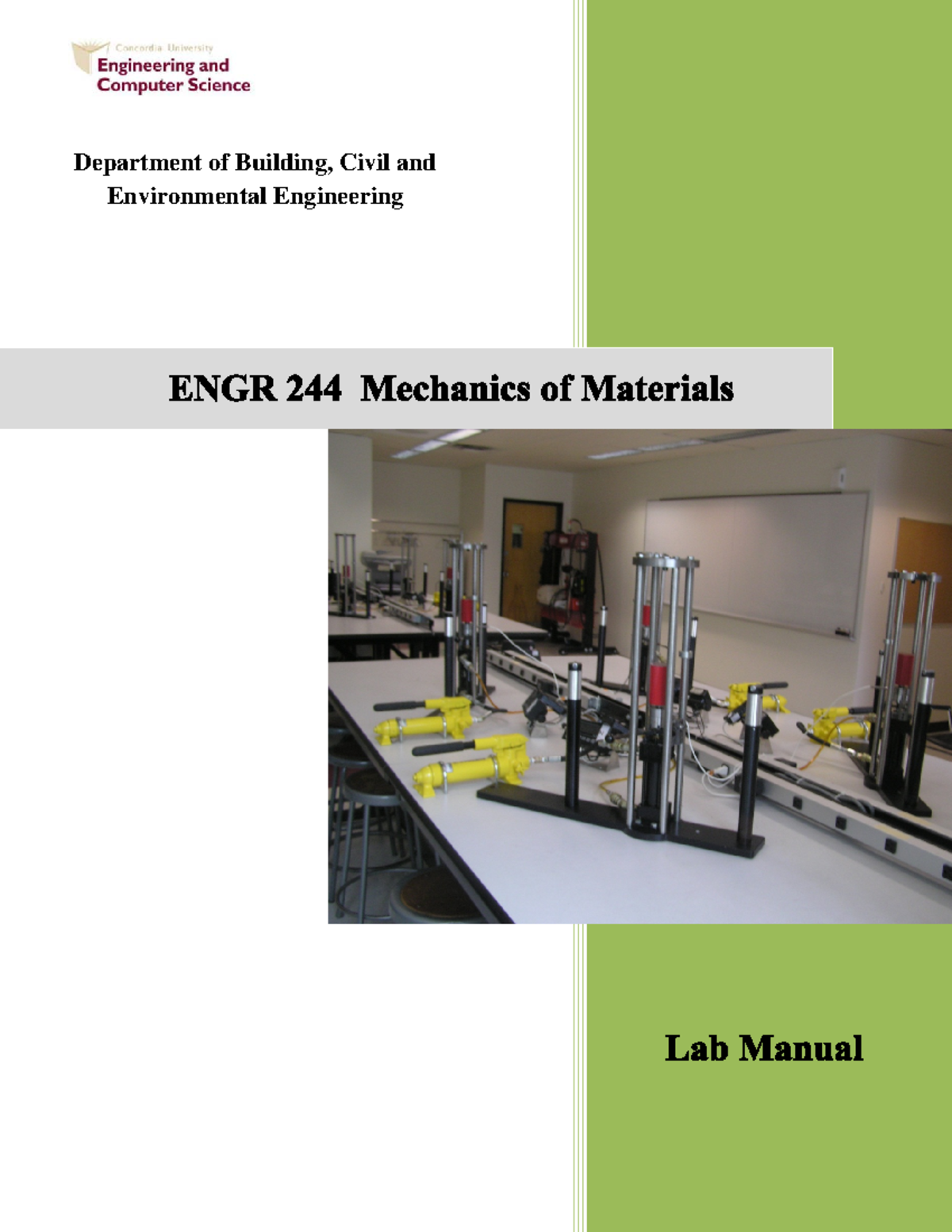 ENGR 244 Lab Manual 2020 - Department of Building, Civil and Environmental Engineering Dès que ...