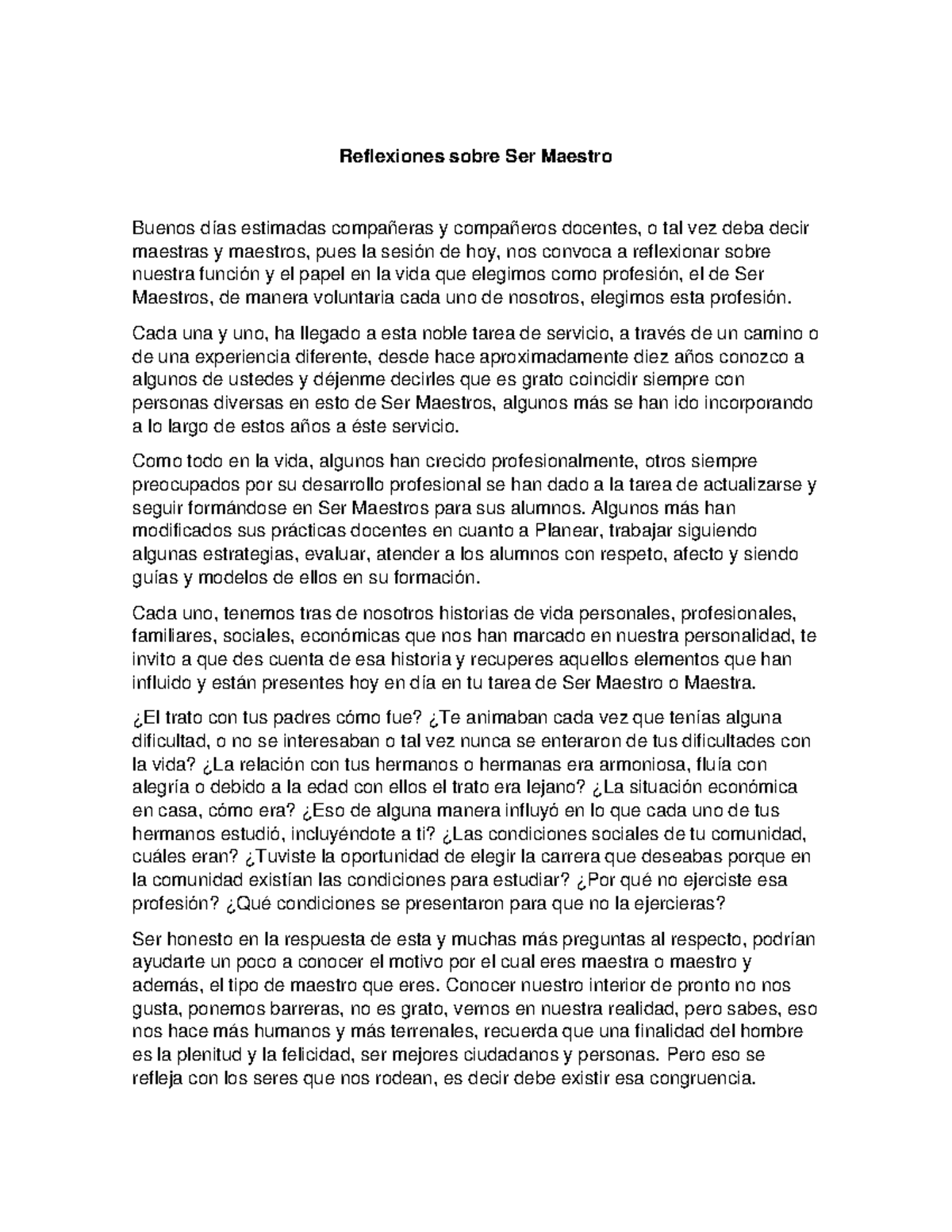 Ser Maestro, una reflexion de Arturo - Reflexiones sobre Ser Maestro ...