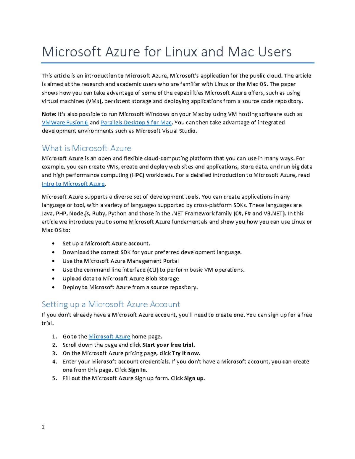 Microsoft azure for linux and mac users - Microsoft Azure for Linux and ...