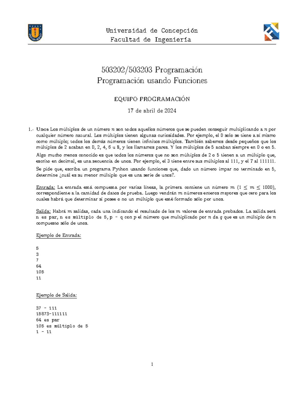 Clase 007 Programación Con Funciones - Universidad de Concepci ́on Facultad de Ingenier ́ıa ...