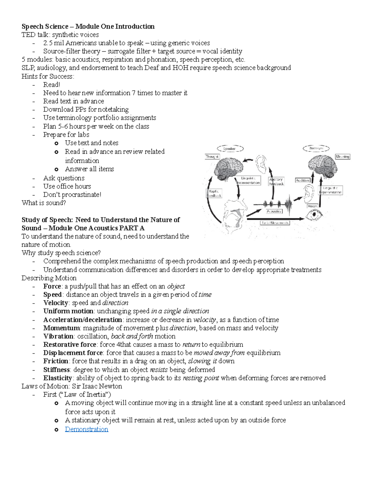 Speech Science Lecture Notes - Speech Science – Module One Introduction ...