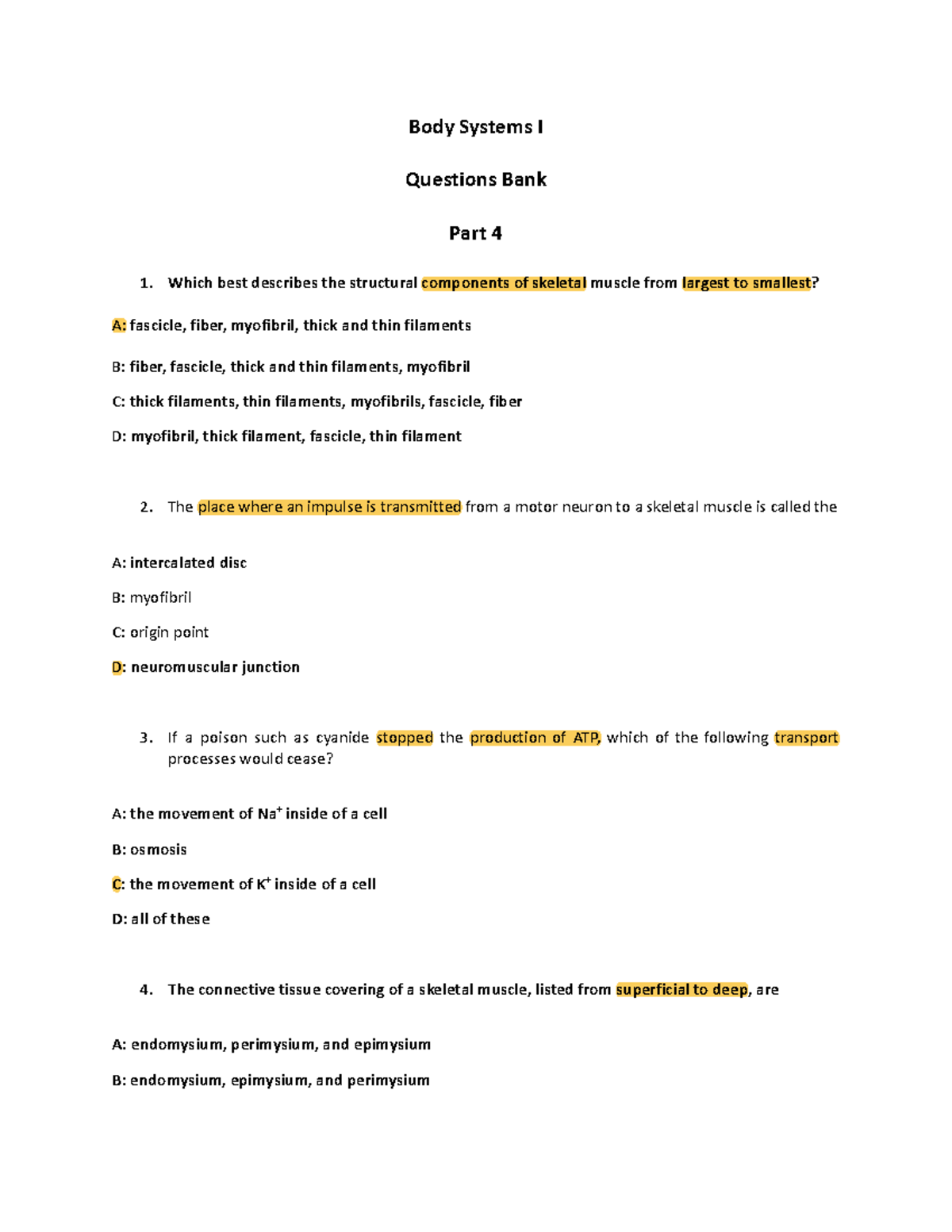 Body Systems I QBank part 4 - Body Systems I Questions Bank Part 4 ...