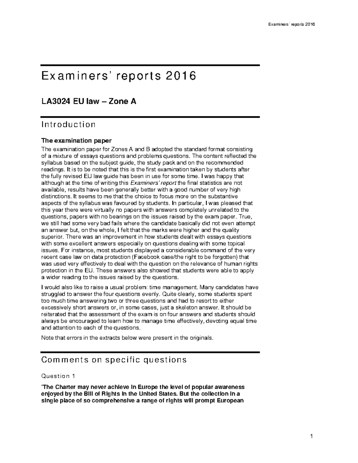 Exam 24 May 2016, questions and answers - Examiners’ reports 2016 ...