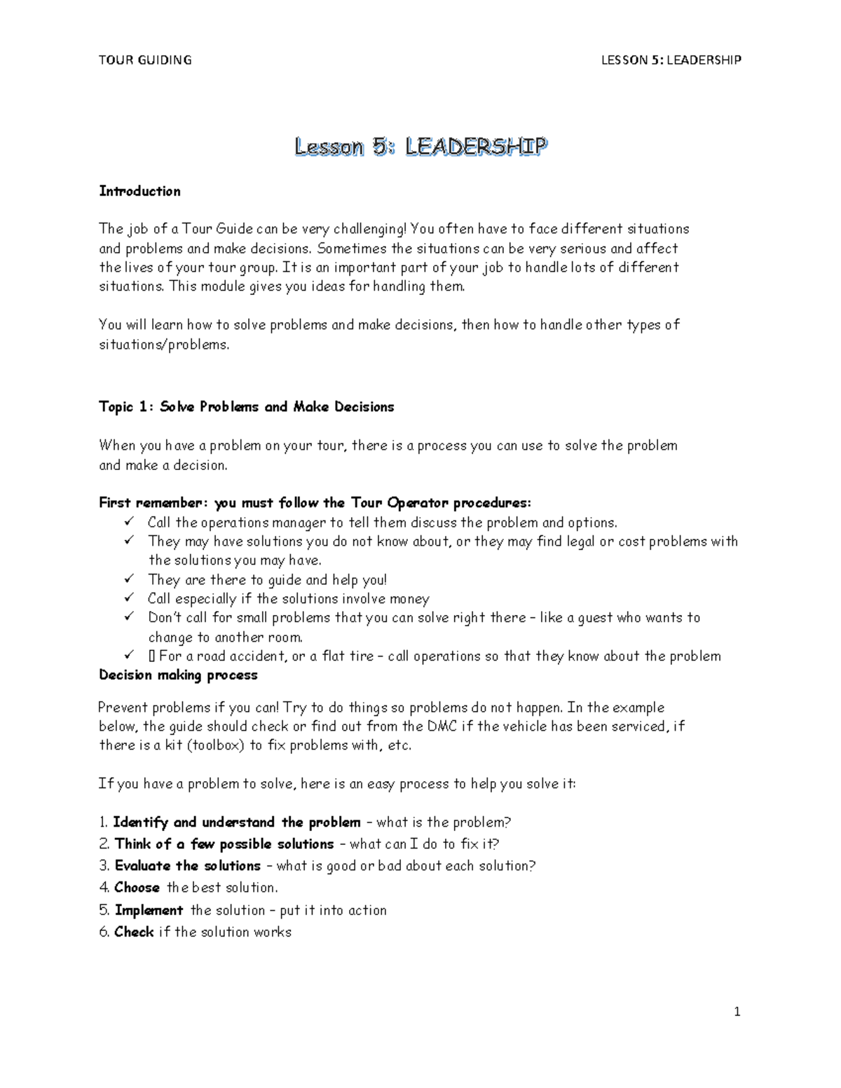 Lesson-5- Leadership - Quality Service Management - Introduction The ...