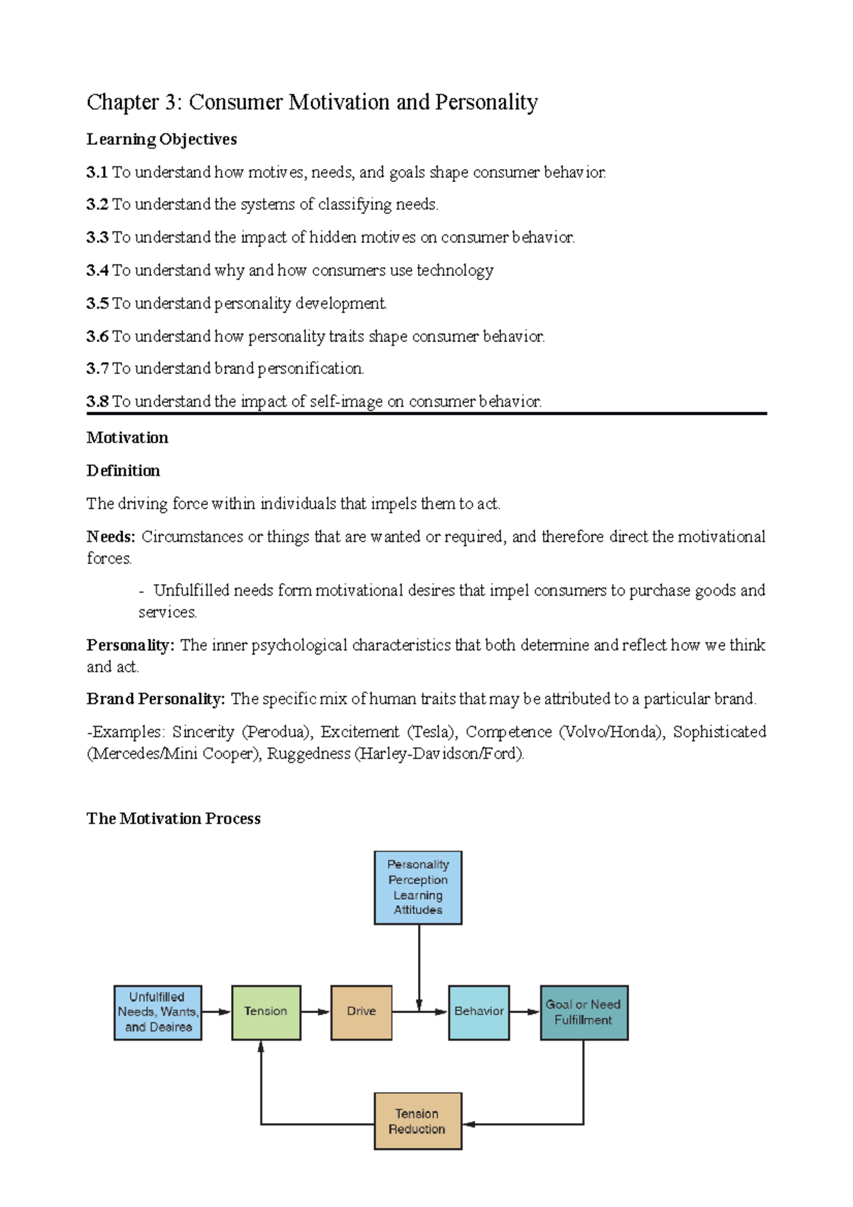L2 individual note - Lecture notes 2 - Chapter 3: Consumer Motivation ...