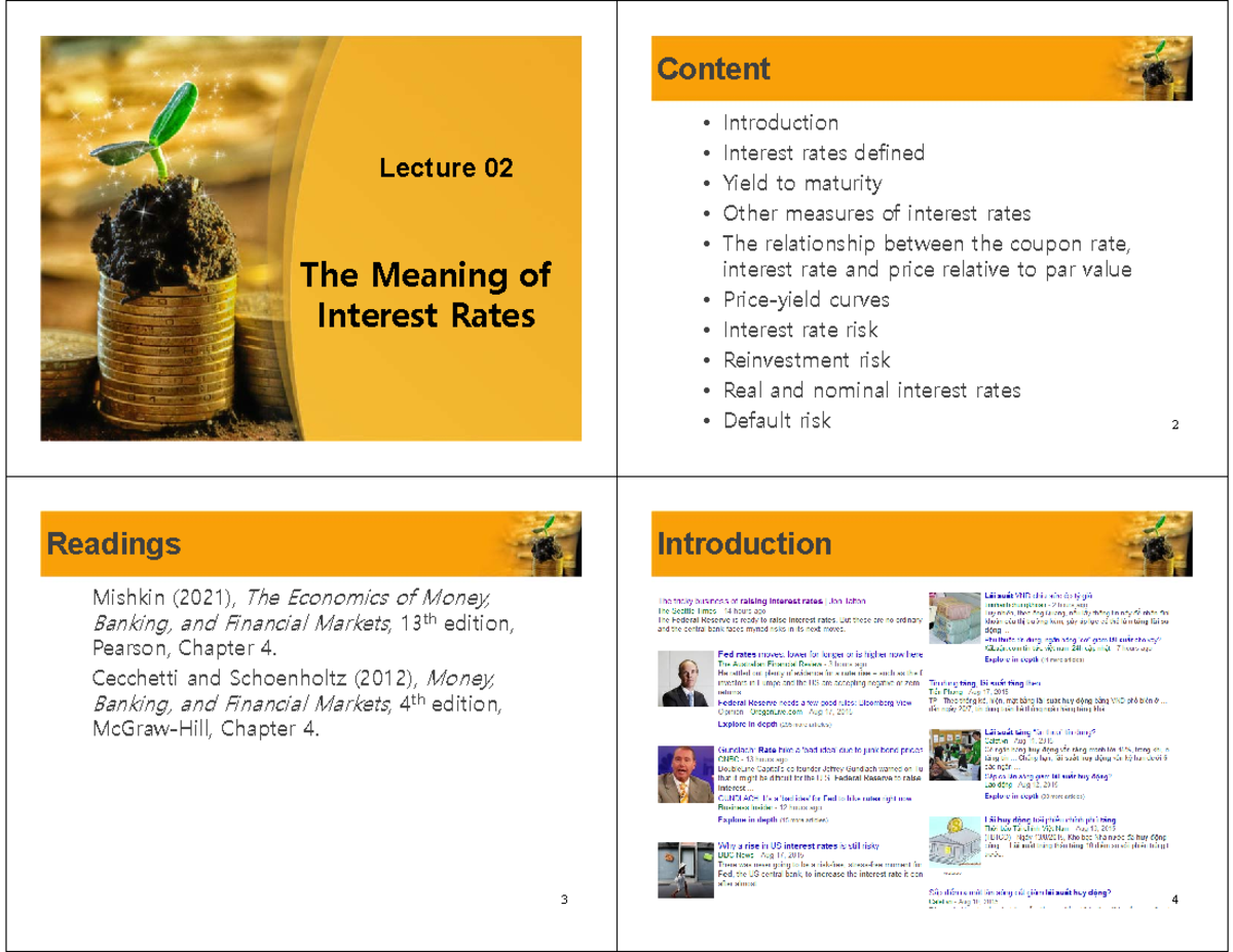 Lecture 2 - The meaning of Interest Rates - Lecture 02 The Meaning of ...
