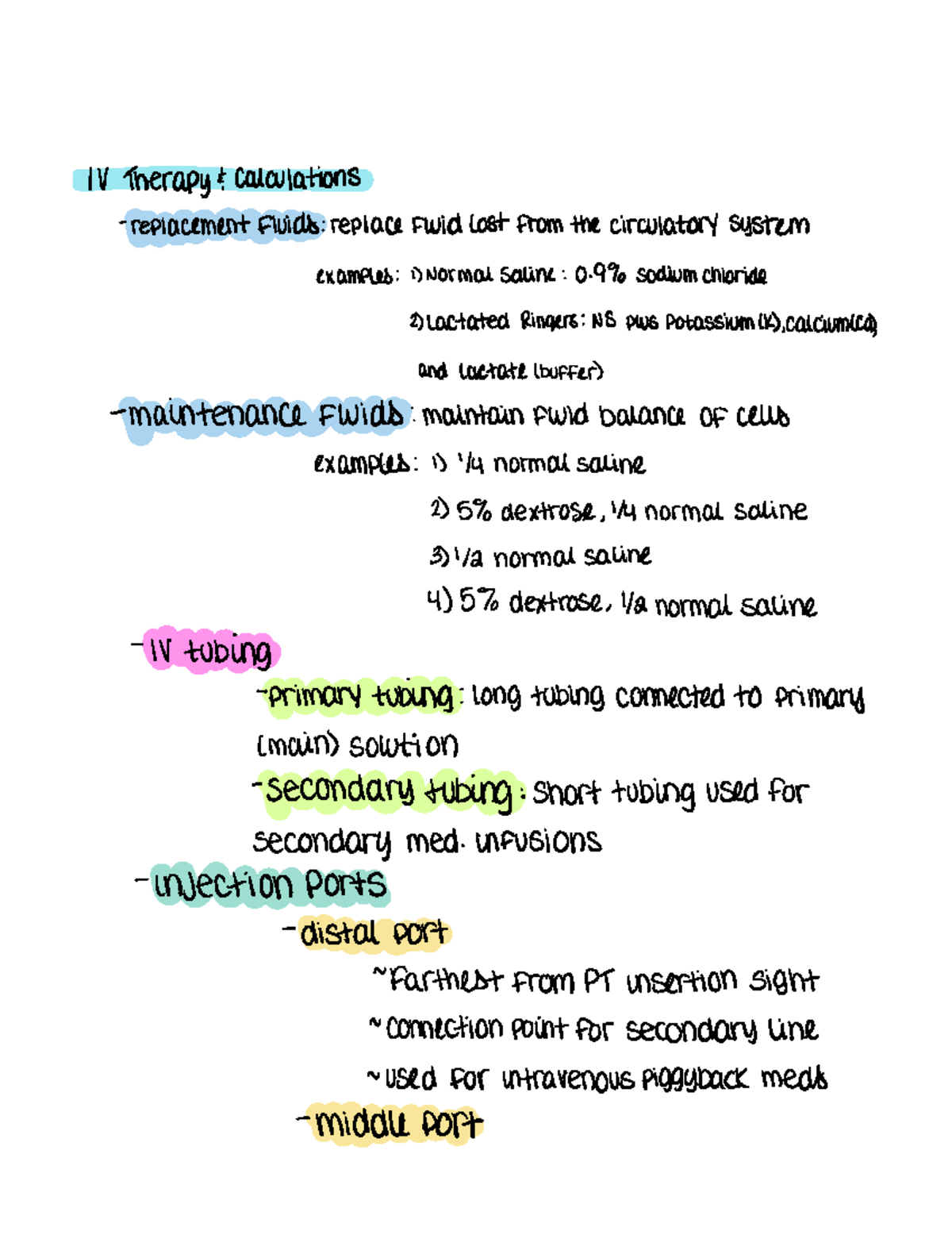 IV - Notes - V Therapy calculations replacement fluids replace fluid ...