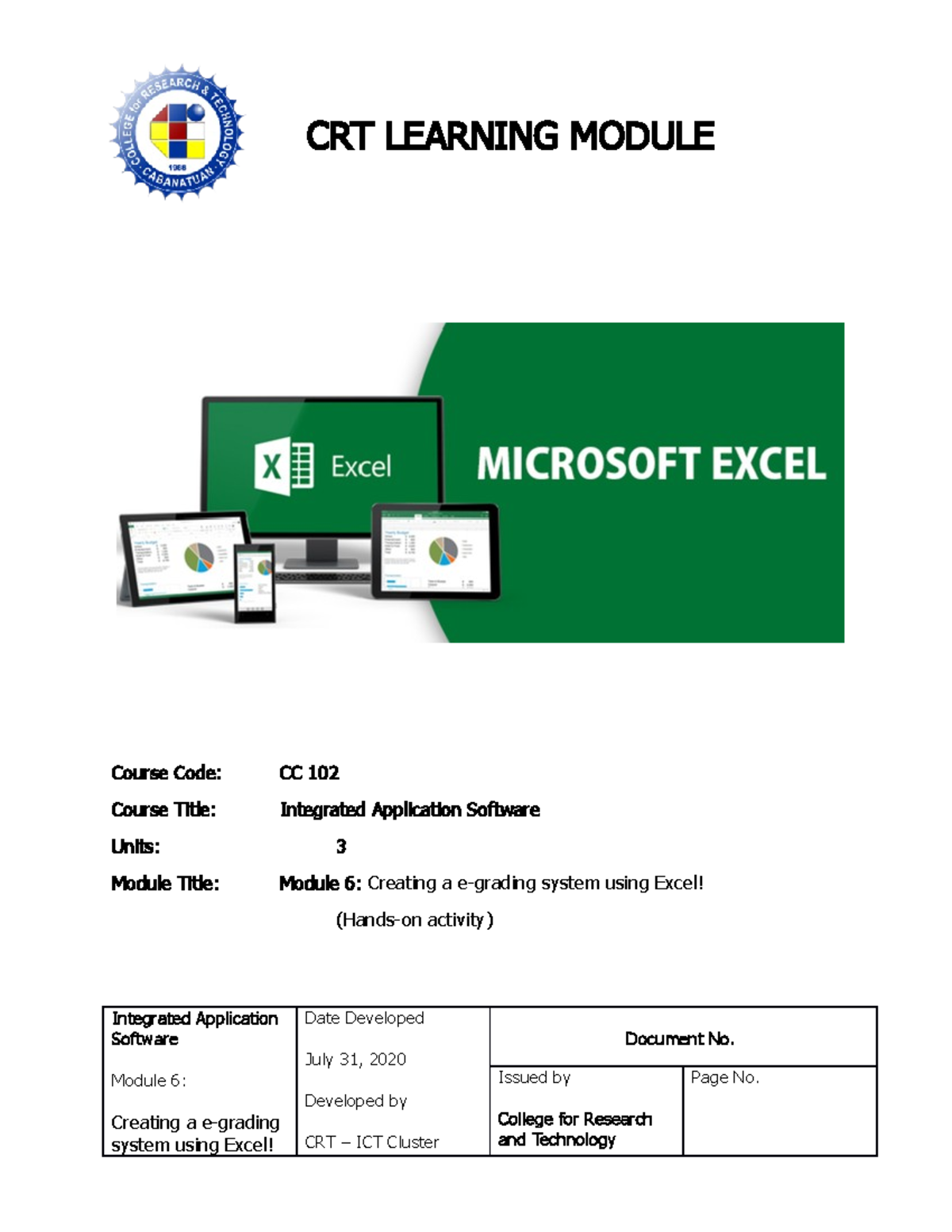Module 6 Integrated Application Software - CRT LEARNING MODULE Course ...