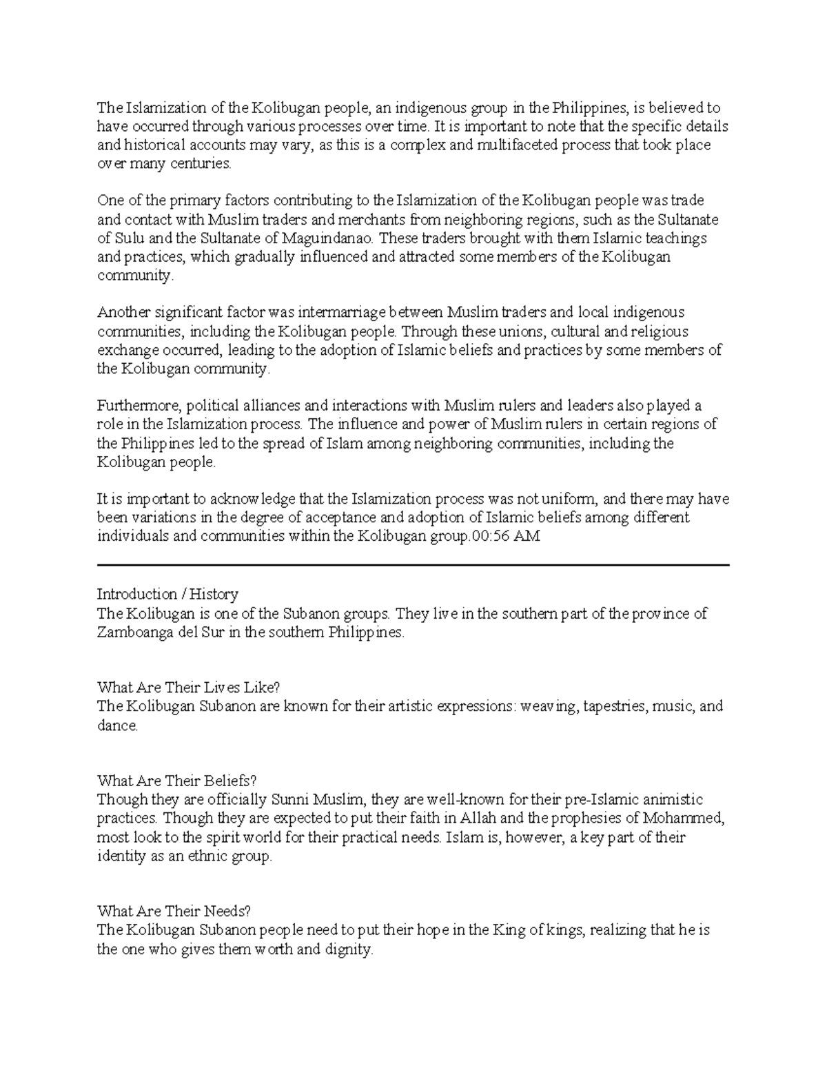 The Islamization of Kolibugan - The Islamization of the Kolibugan people, an indigenous group in ...