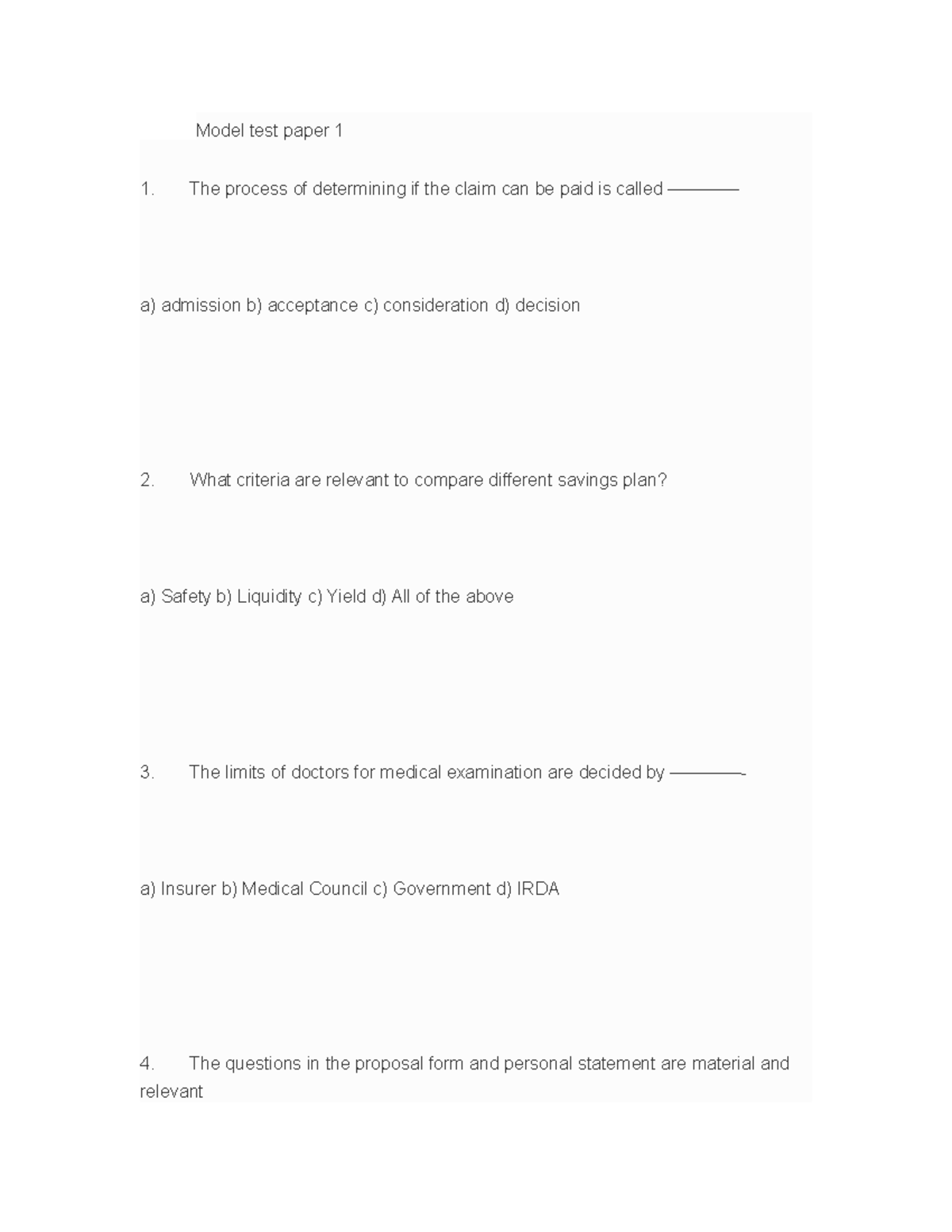 (www.entrance-exam.net)-Model test paper 1 irda - The process of ...