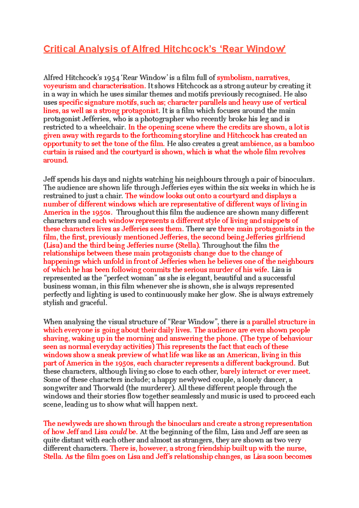 Critical Analysis of Alfred Hitchcock - It shows Hitchcock as a strong ...