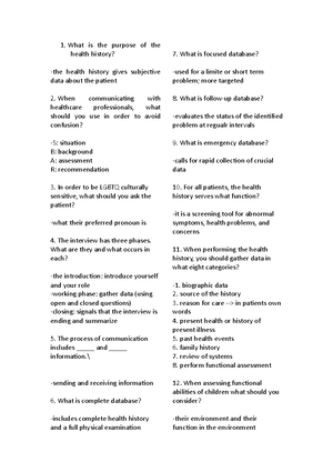 Client Health Assessment Question - A patient comes in for a physical ...