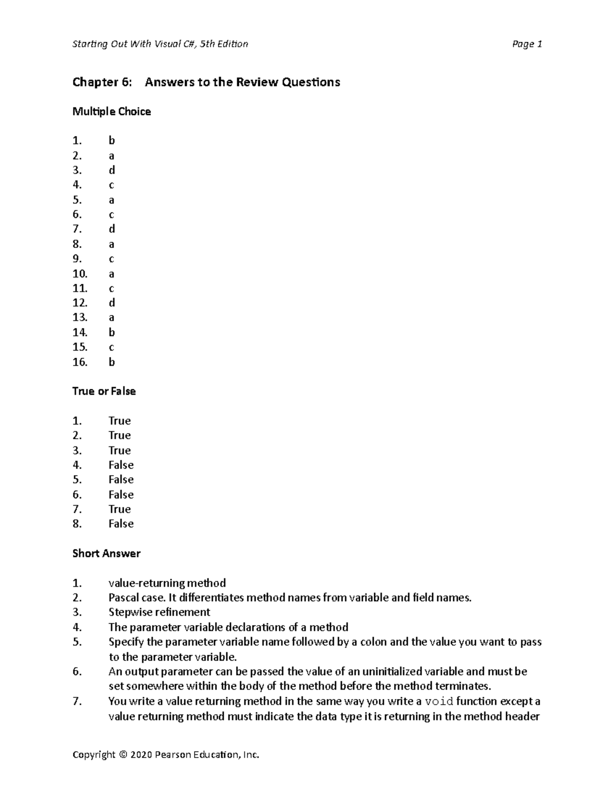 Chapter 06 - Starting Out With Visual C#, 5th Edition Page 1 Chapter 6 ...