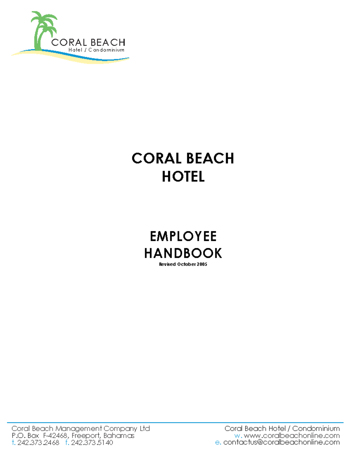 Employee Handbook - Assignment Example - Coral Beach Hotel ...