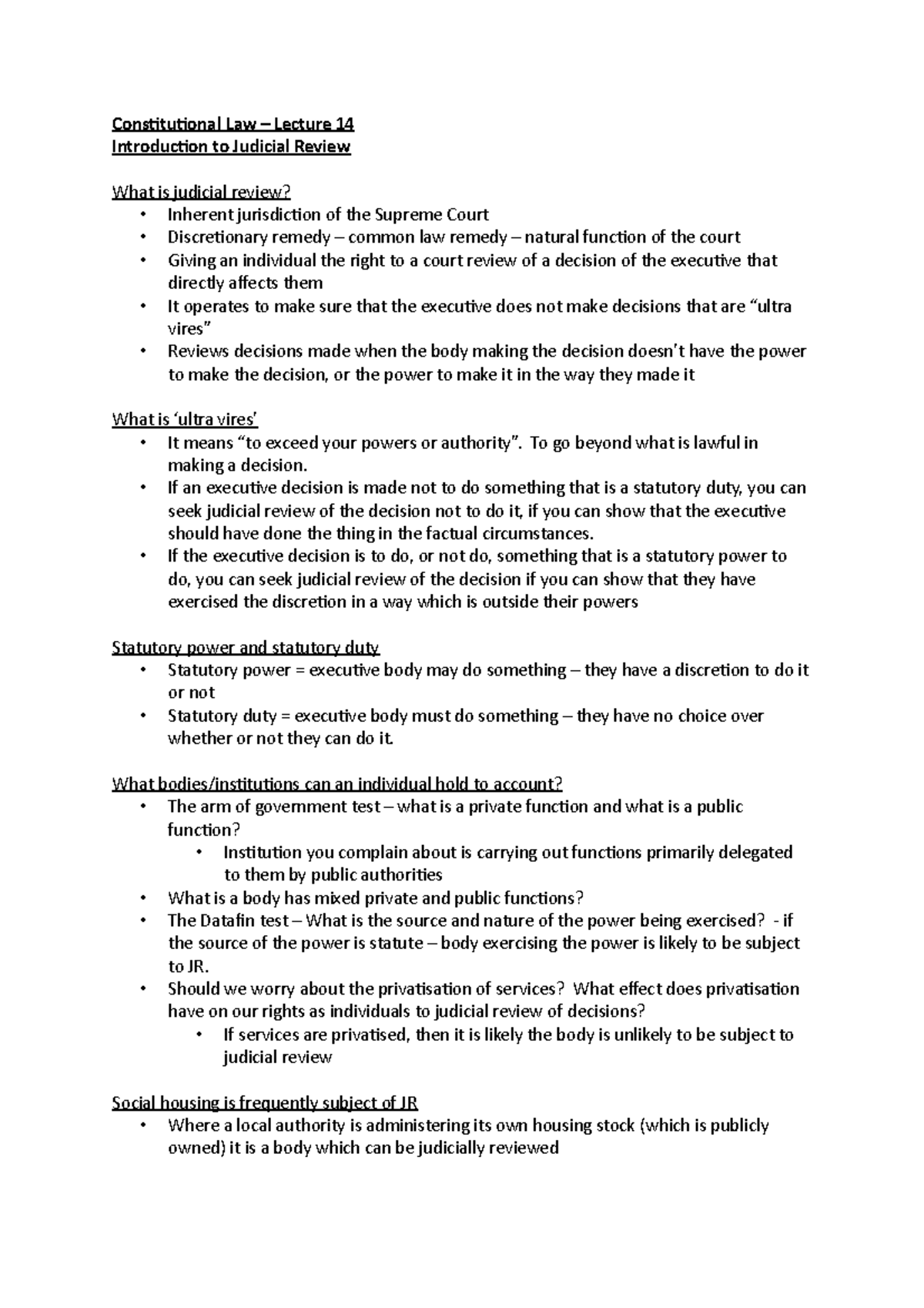 Introduction to Judicial Review - Constitutional Law – Lecture 14 ...
