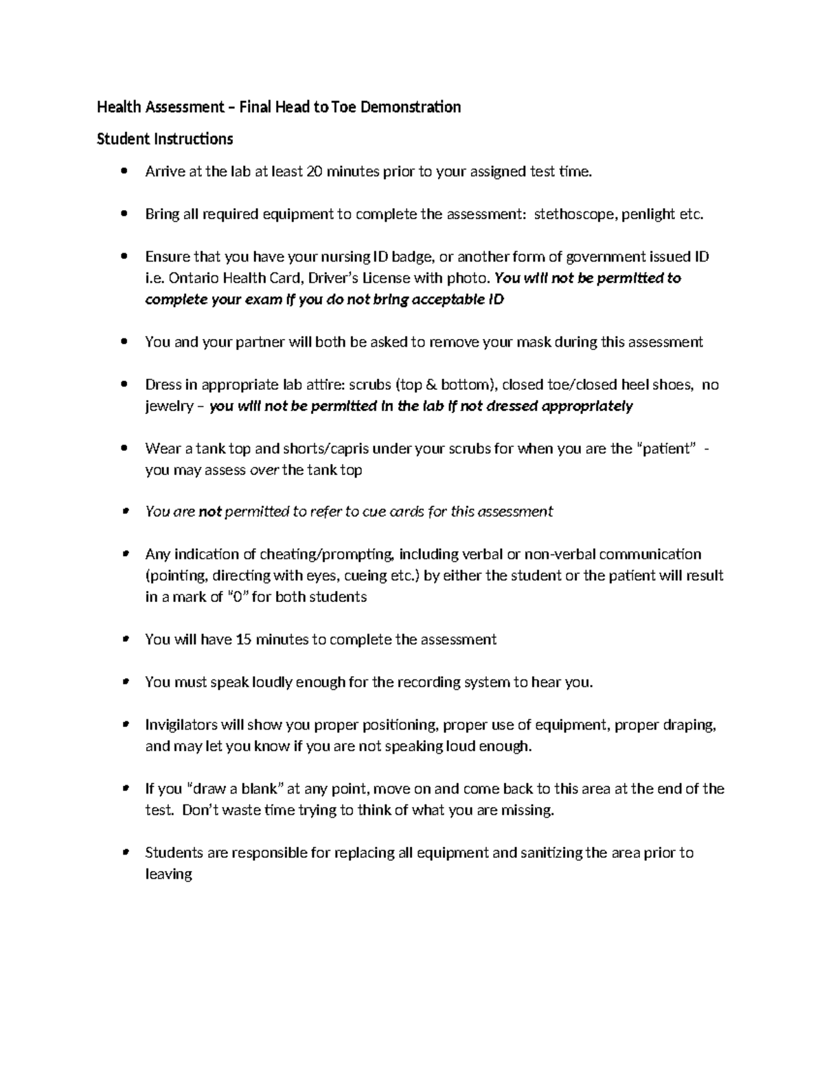 Final Exam Student Instructions 2023 - Health Assessment – Final Head ...