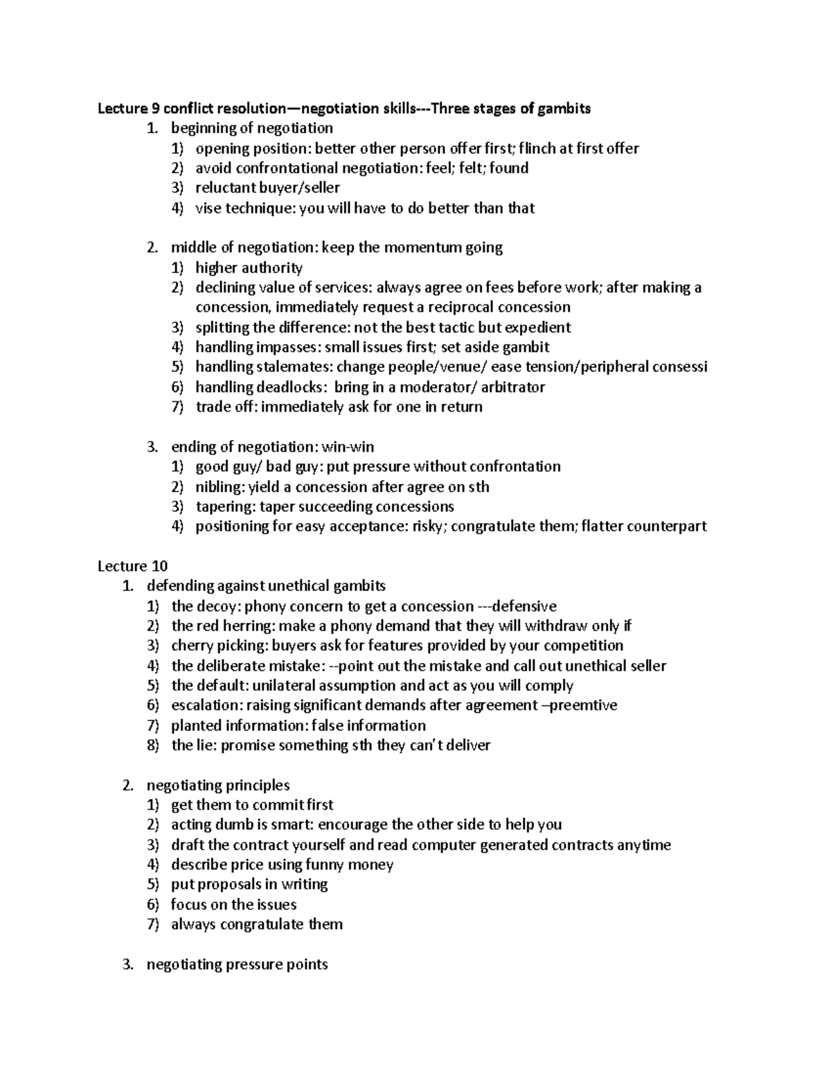 Communication-Review 4 - Lecture 9 conflict resolution—negotiation ...