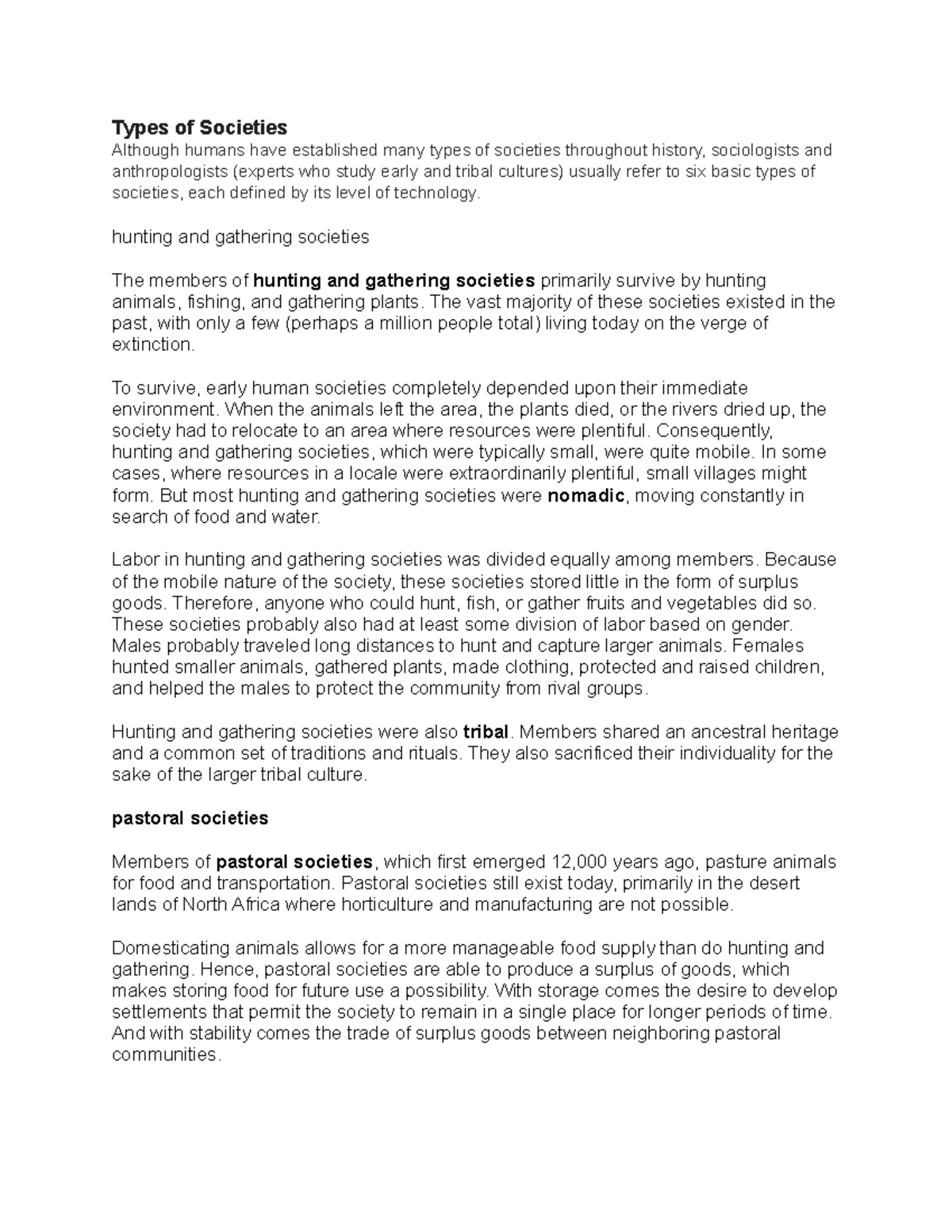 Types of Socialites - Types of Societies Although humans have ...